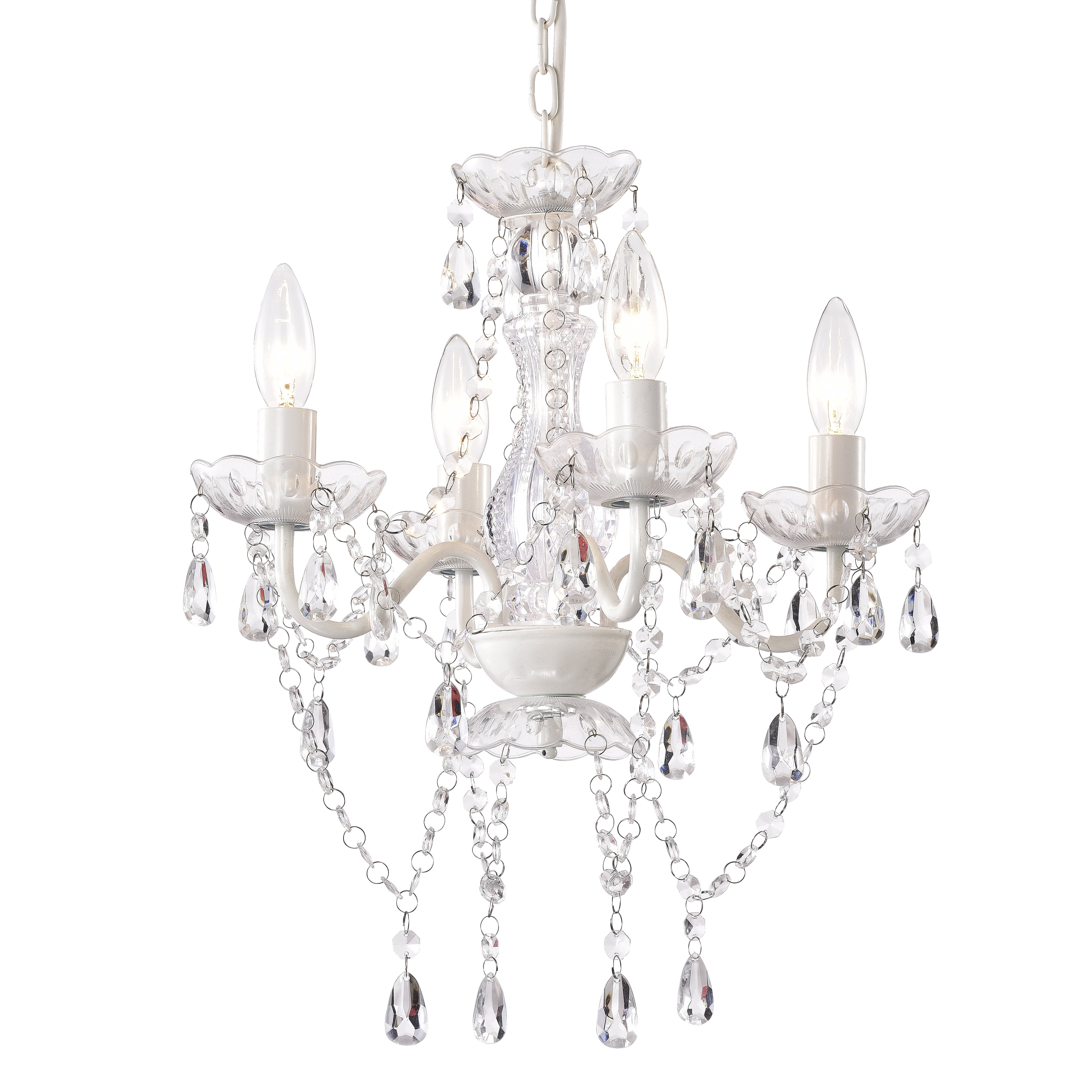 Free Shipping! White Chandelier Mini Crystal Chandelier Small Acrylic Chandelier 4 Light Modern ...