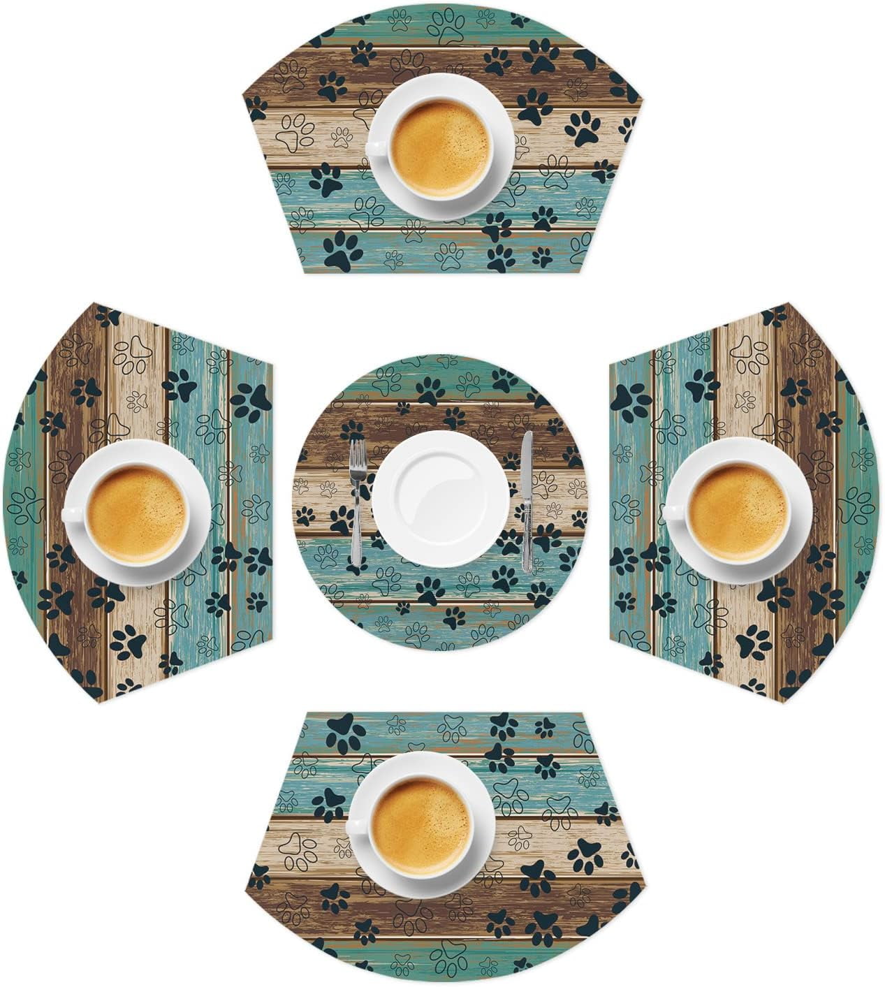 and White Checkered Placemats for Round Table Kitchen Restaurant ...