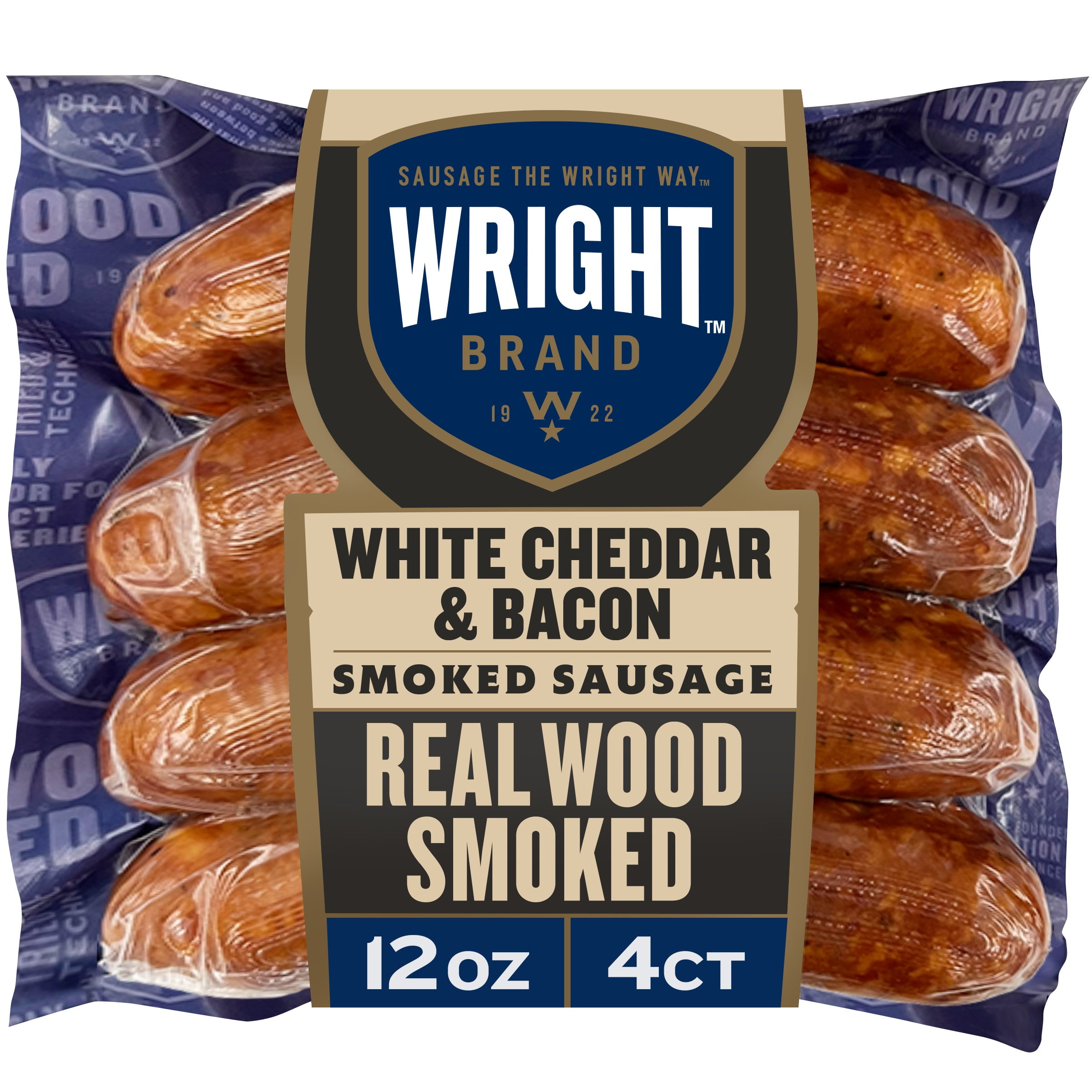 Wright Brand Real Wood Smoked White Cheddar & Bacon Smoked Sausage, 12 ...