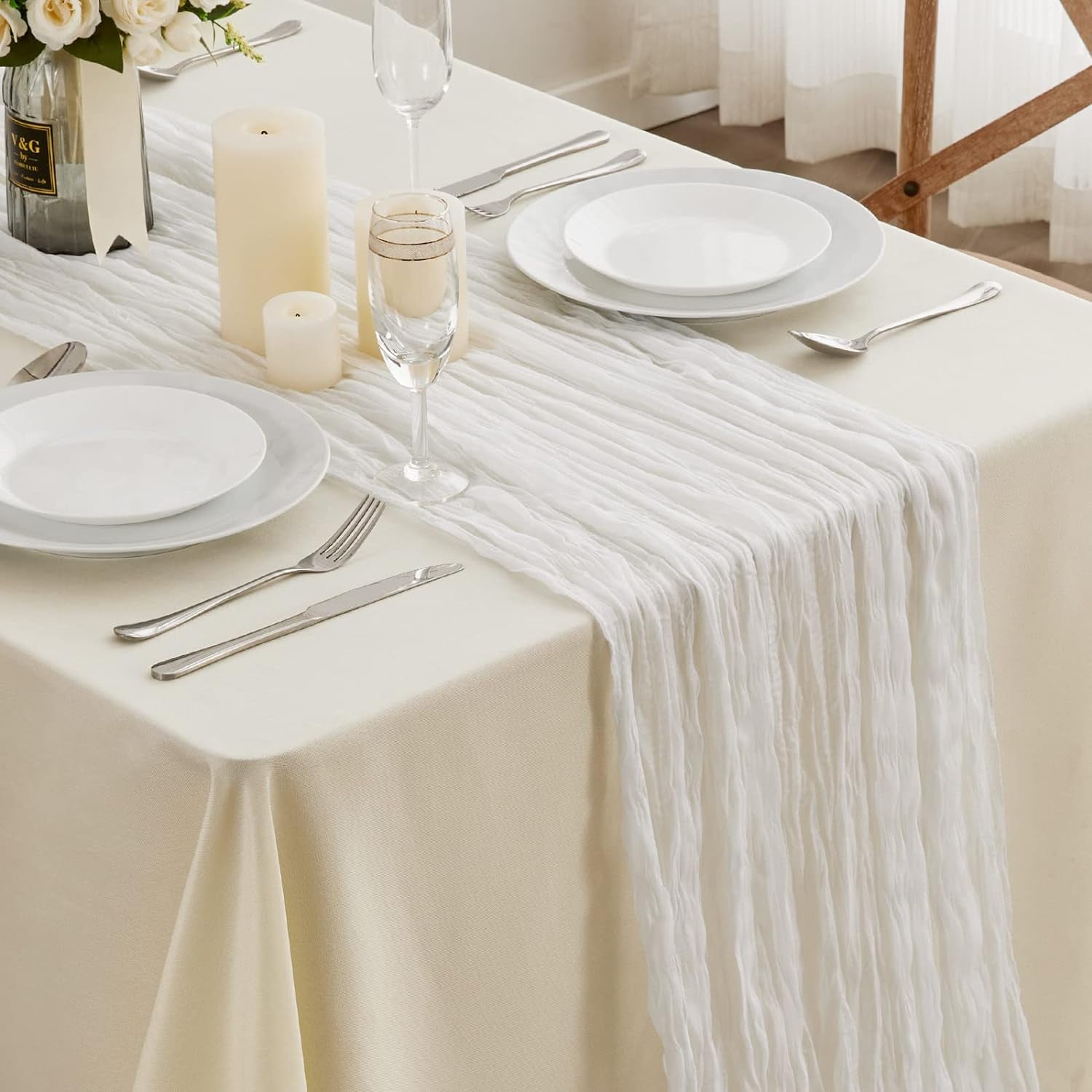 White Cheesecloth Table Runner - 13.3Ft Boho Gauze Cheese Cloth Table ...