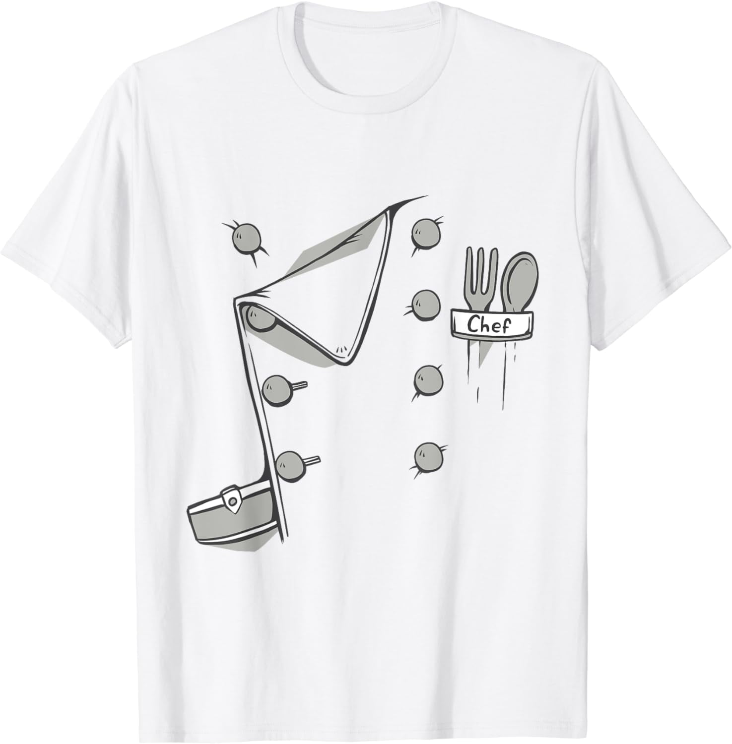 White Chef Coat Costume Easy Funny Cook Halloween Graphic T-Shirt ...