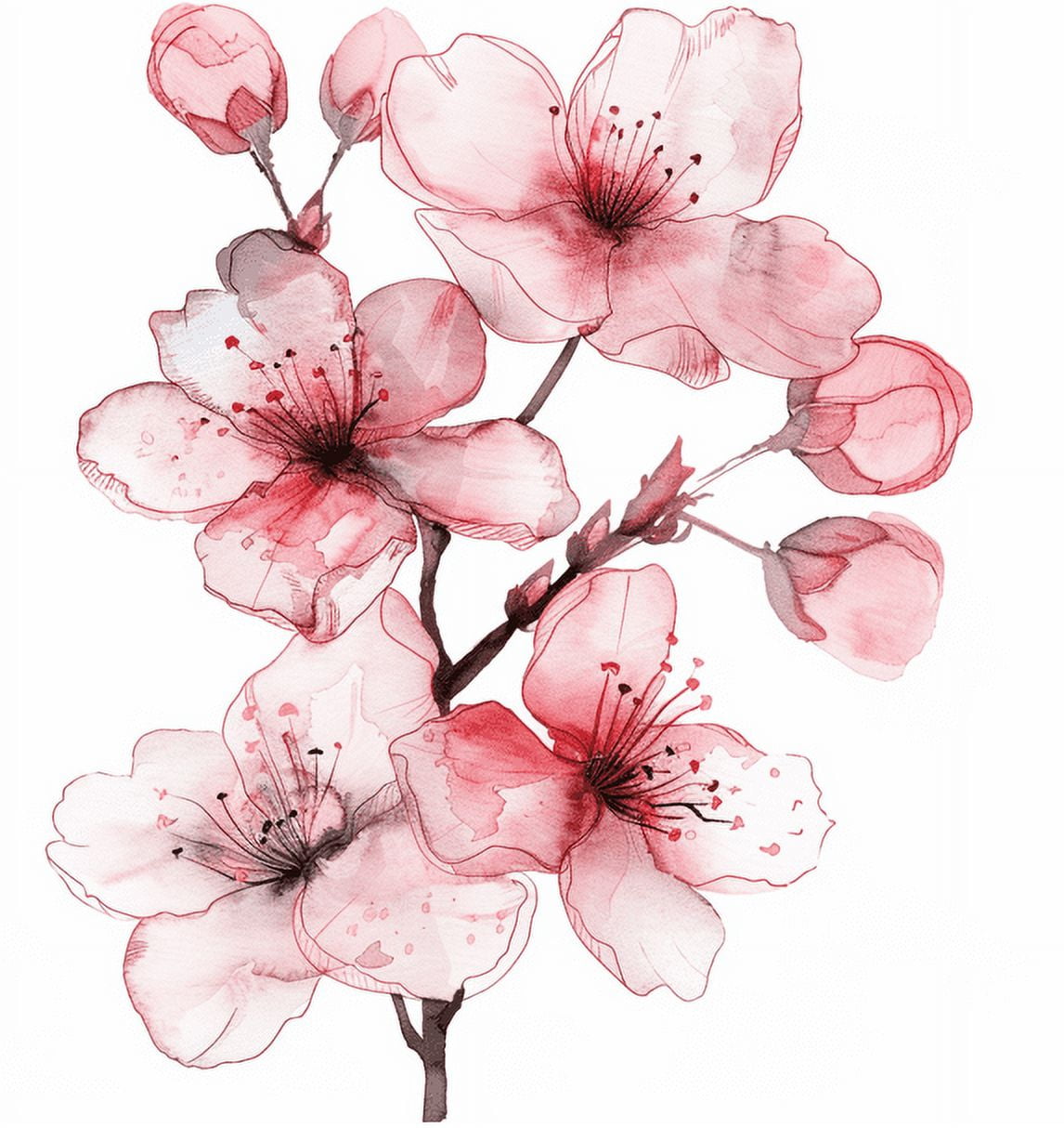 White Cherry Blossom Car Sticker Decal, Sakura Blossom Flower Branch ...