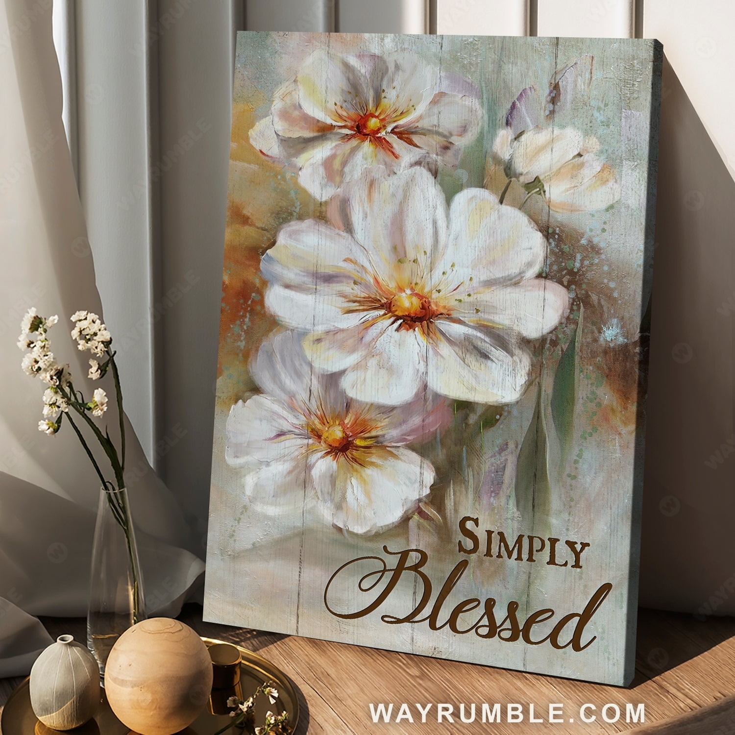 White Cherry Blossom, Flower Painting, White Flower, Simply Blessed - Jesus Portrait Poster ...