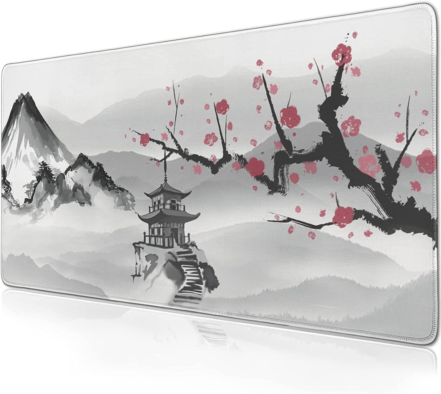 White Cherry Blossom Mouse Pad Japanese Extended Gaming Mouse Pad (35 ...