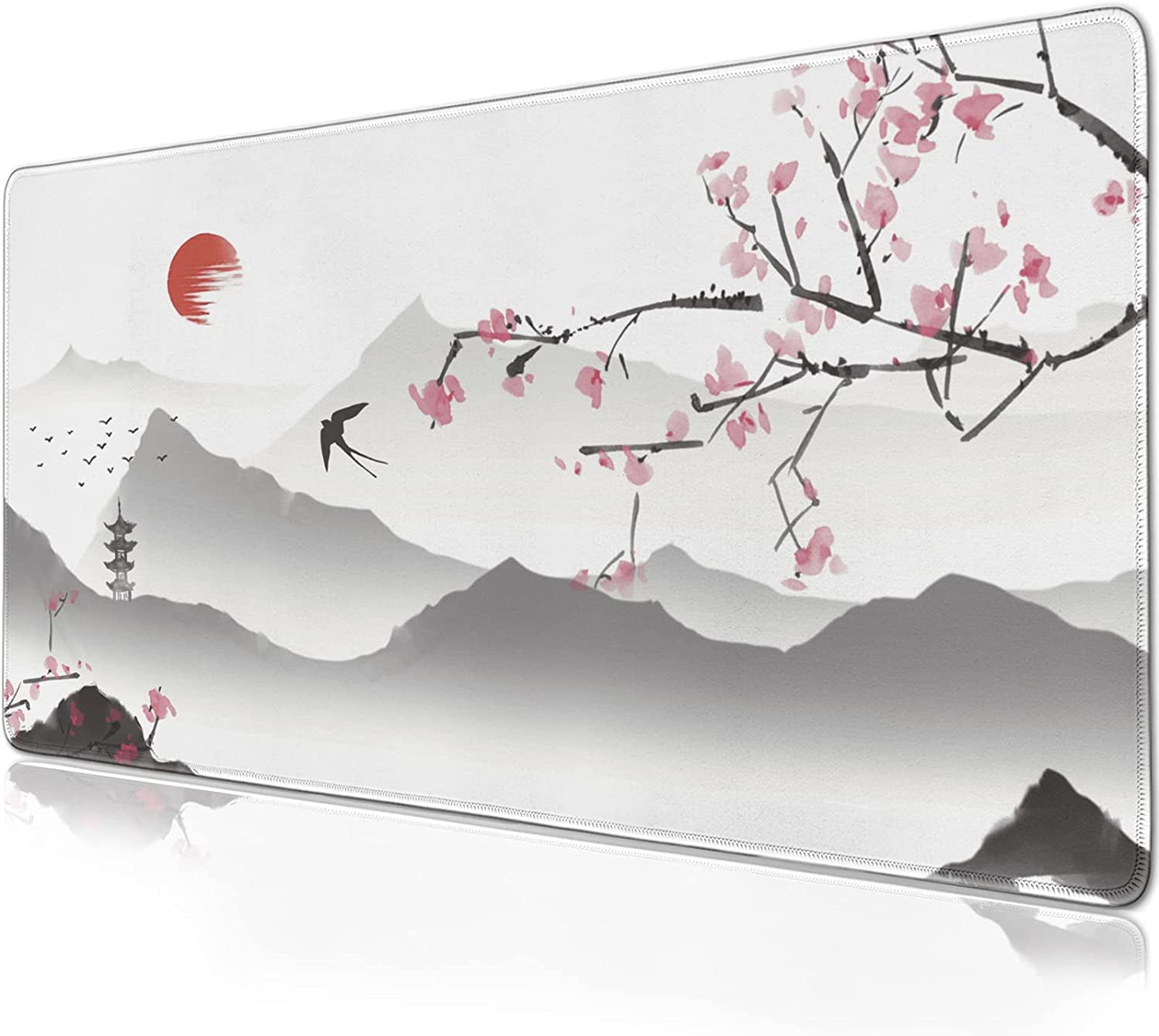 White Cherry Blossom Mouse Pad Japanese Extended Gaming Mouse Pad (35 ...