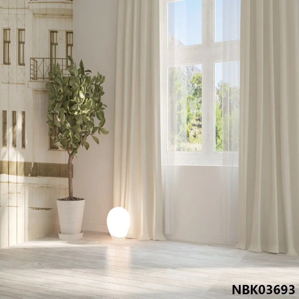 White Chic House Window Curtain Sunshine Plants Portrait Photography ...