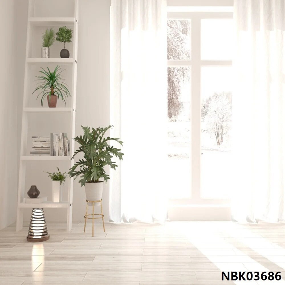 White Chic House Window Curtain Sunshine Plants Portrait Photography ...