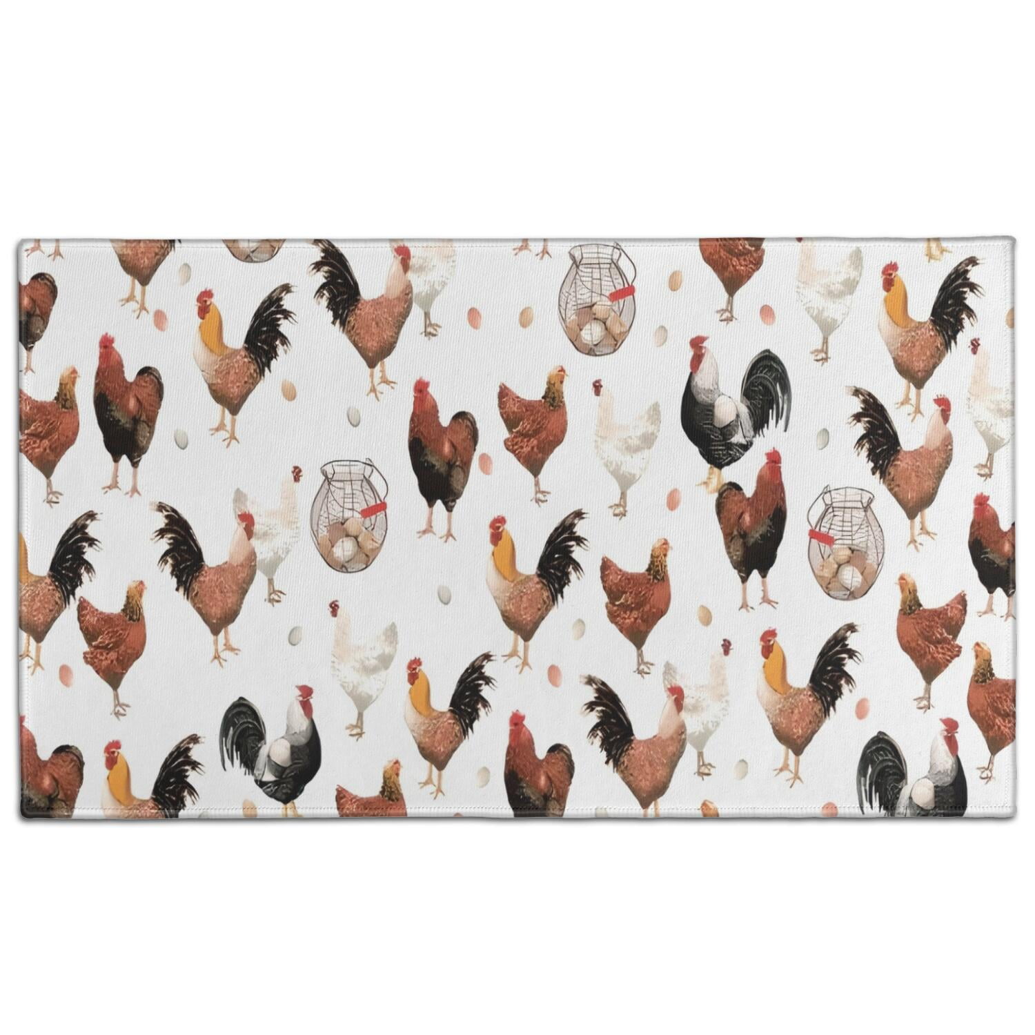 White Chicken Egg Basket Pattern Door Rugs,Washable Non Slip Door Mats ...
