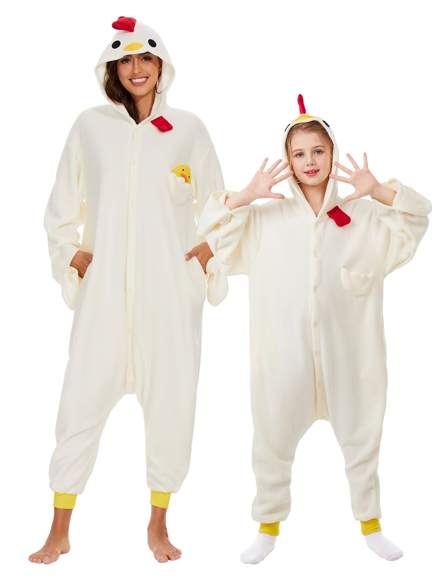 White Chicken Onesie Pajama Kids Unisex Animal Costumes Polyester One ...