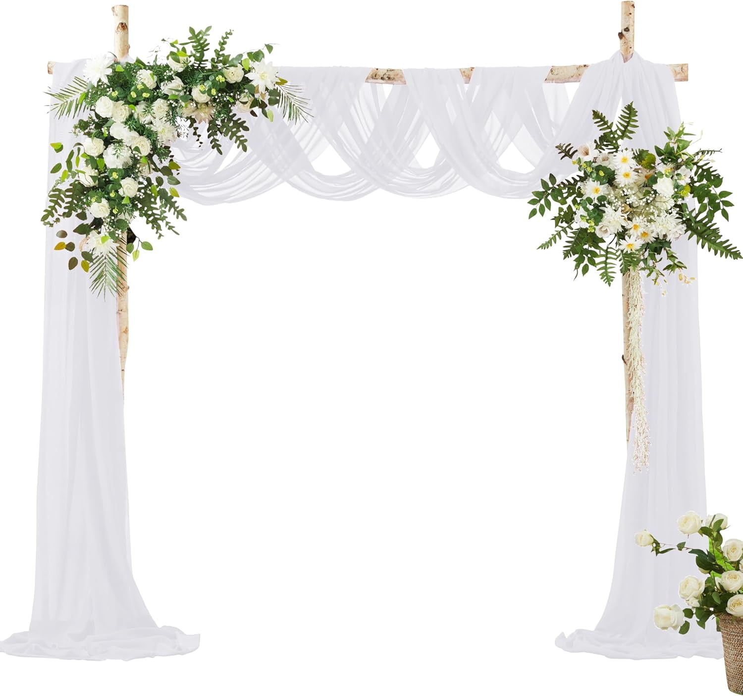 White Chiffon Wedding Arch Draping Fabric - 2 Panels 30"x20ft Sheer ...