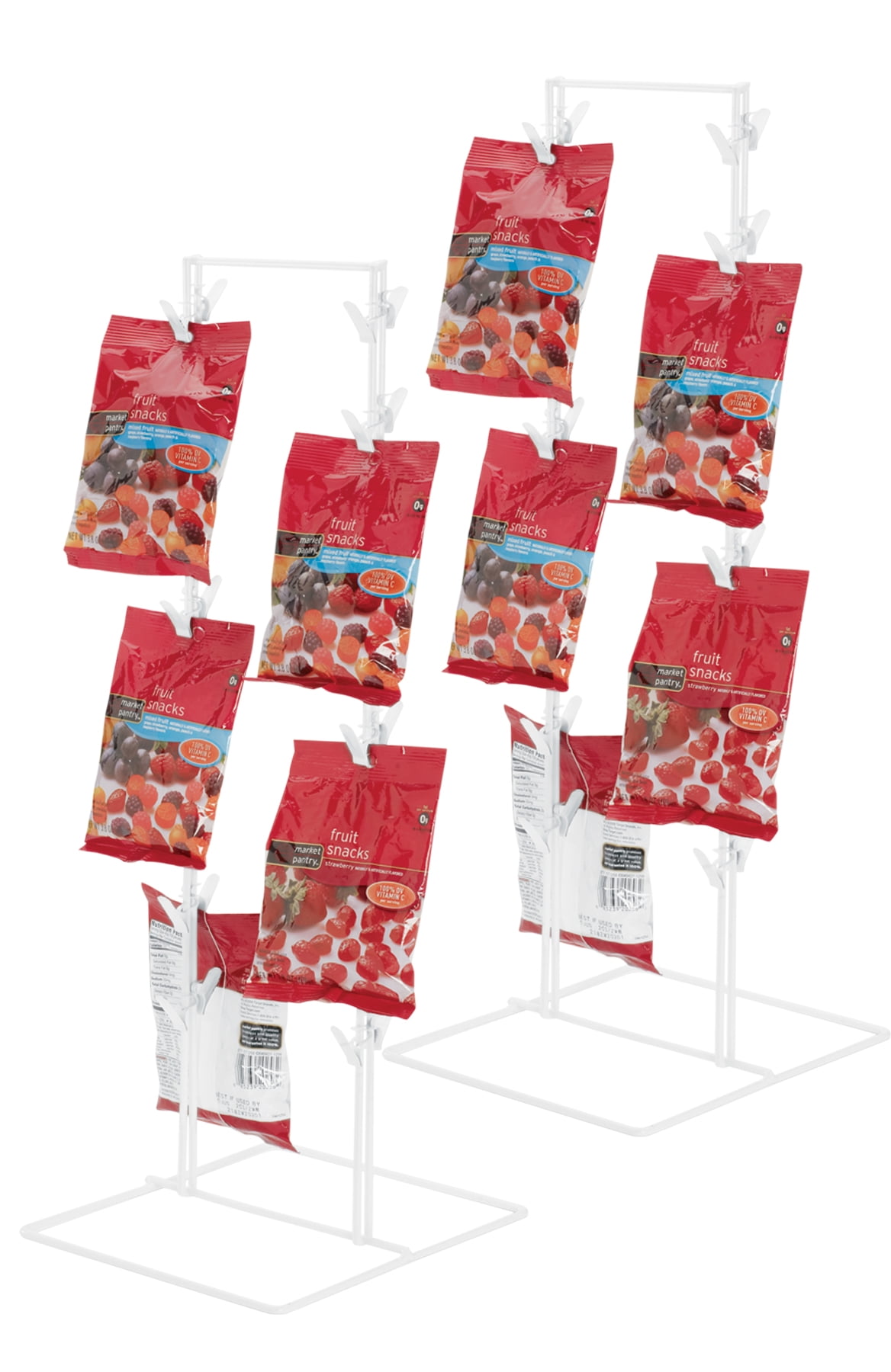 White Chip Rack Display Stand (Pack of 2) – 32 Clips Countertop Chip ...