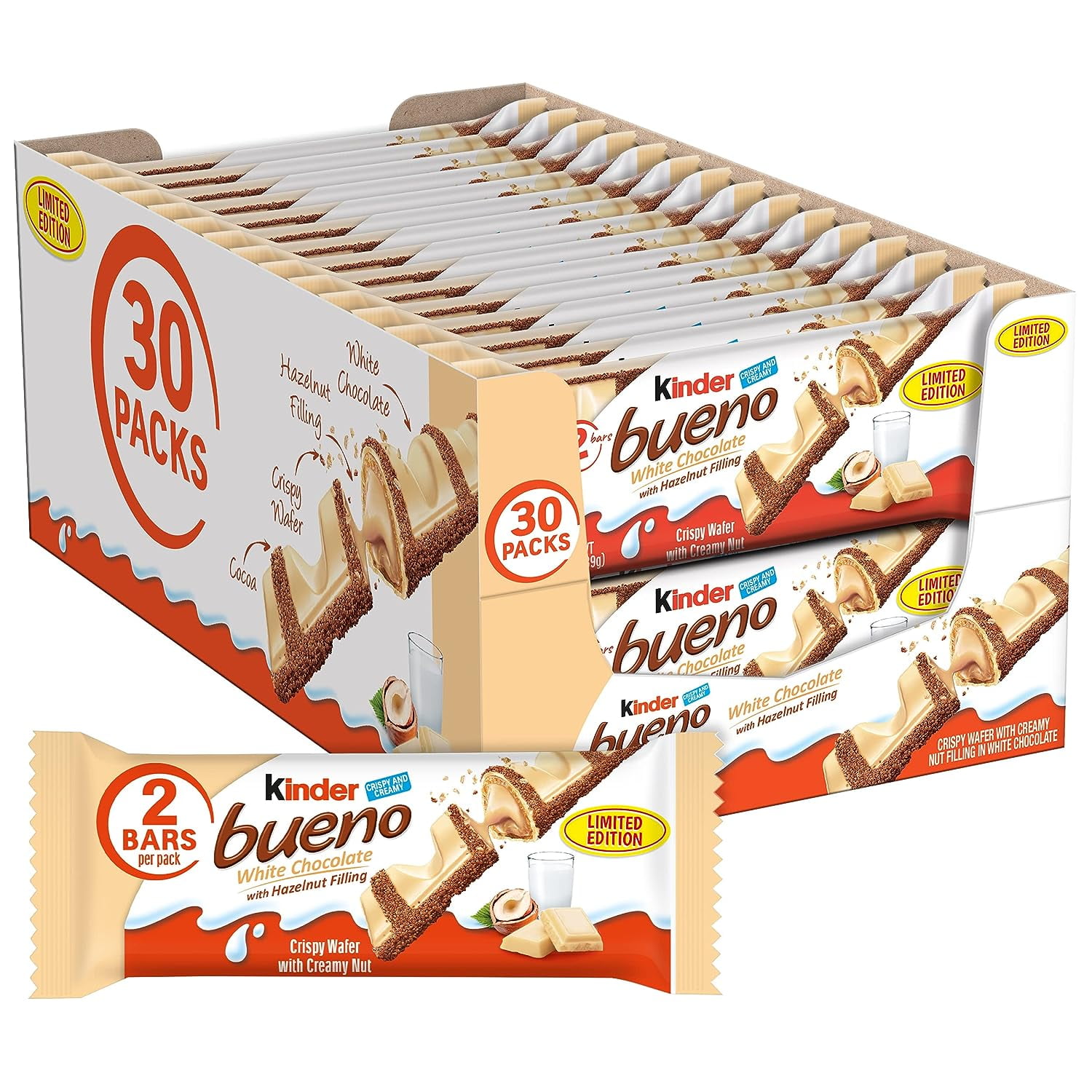 White Chocolate and Hazelnut Cream Candy Bar, 2 Individually Wrapped 1. ...