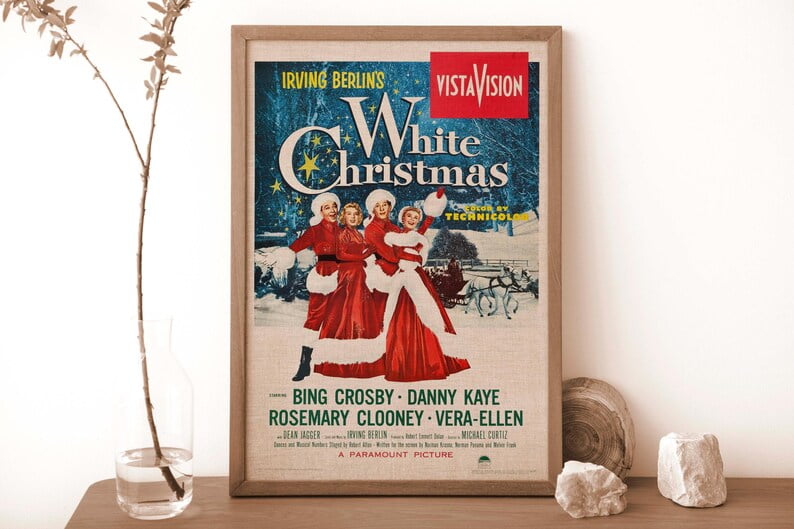 White Christmas 1954 Movie Poster: Framed Canvas Wall Art, Unframed ...