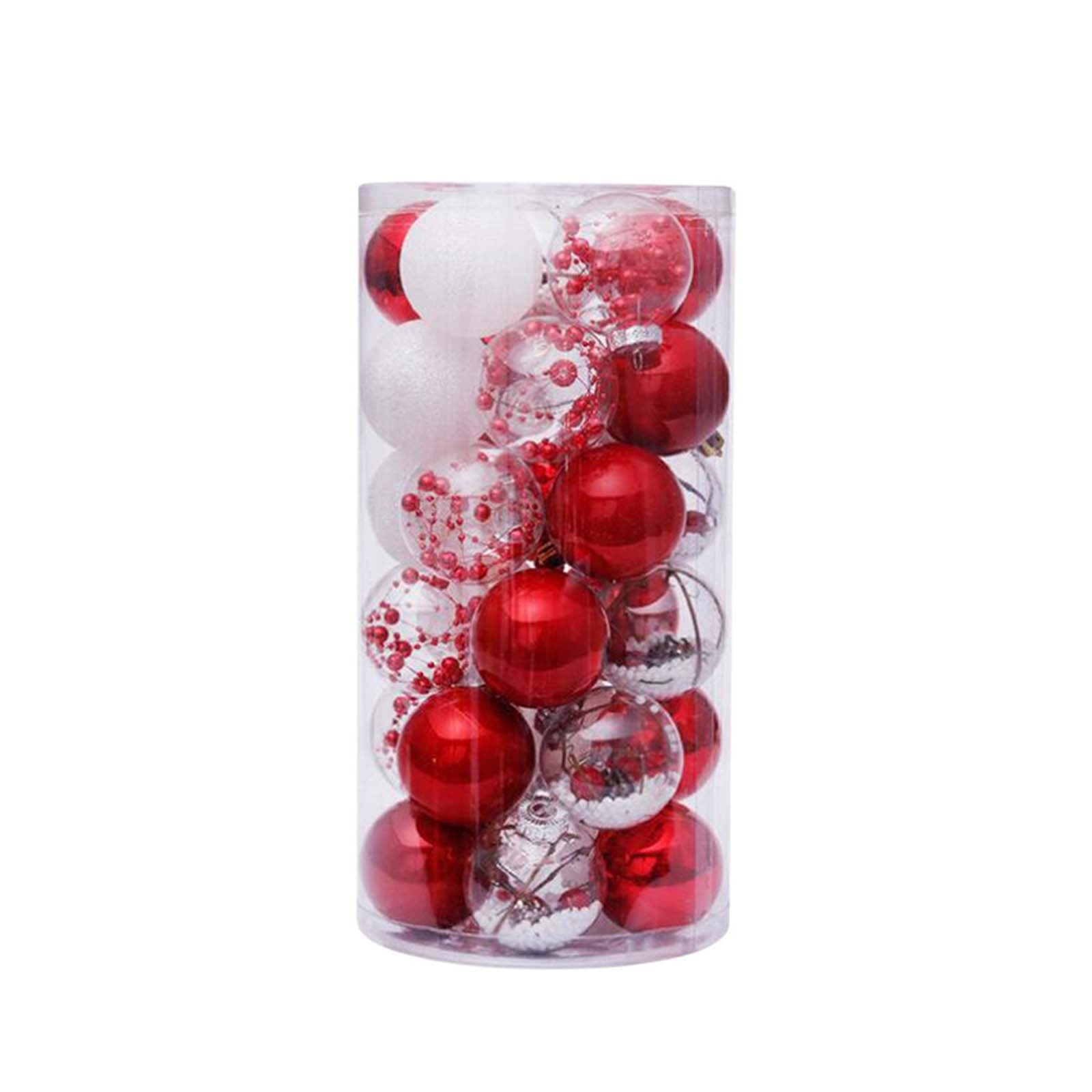White Christmas Baubles Ornament Set Tree Decorations Shatterproof ...