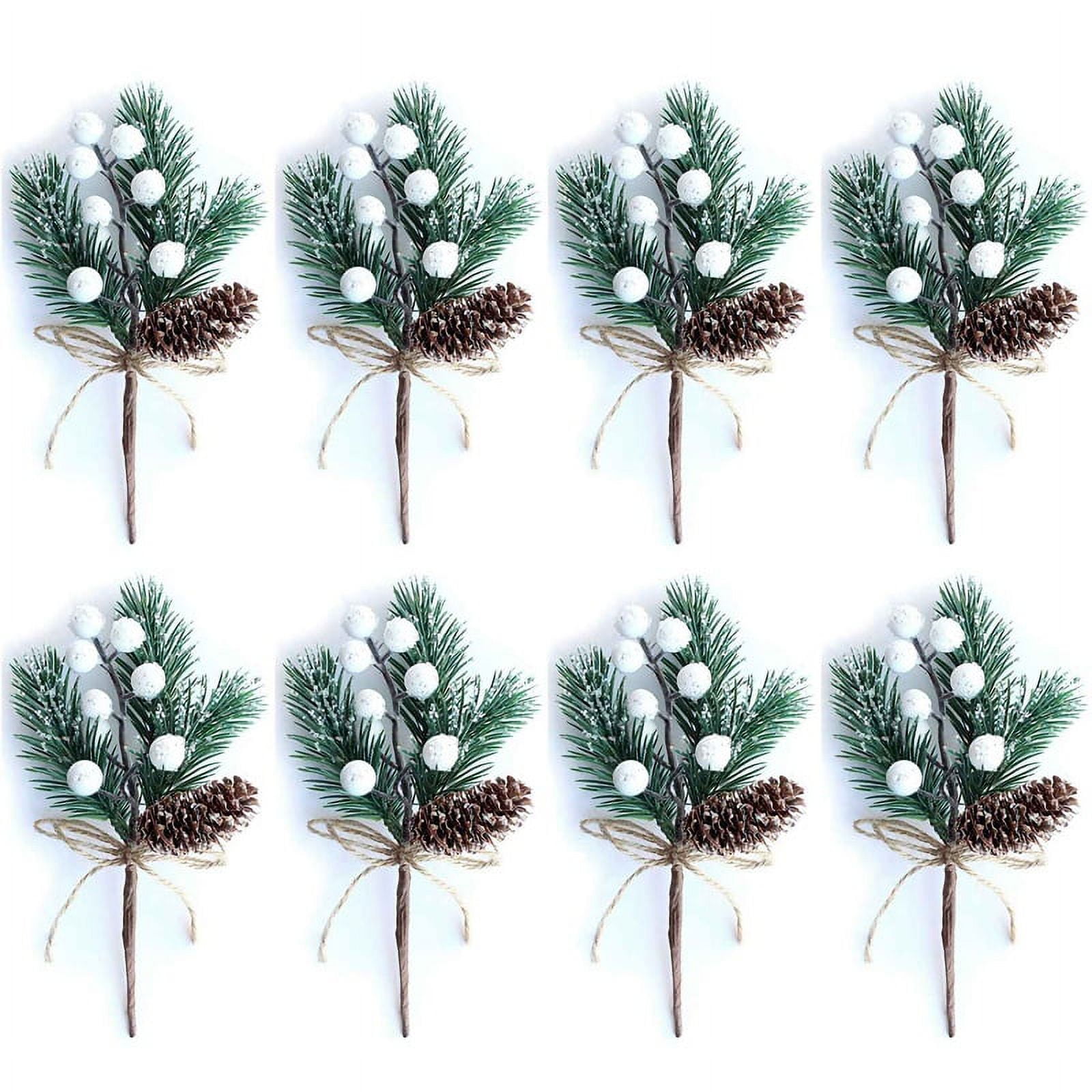 White Christmas Berries/Berry Stems Pine Branches & Artificial Pine ...