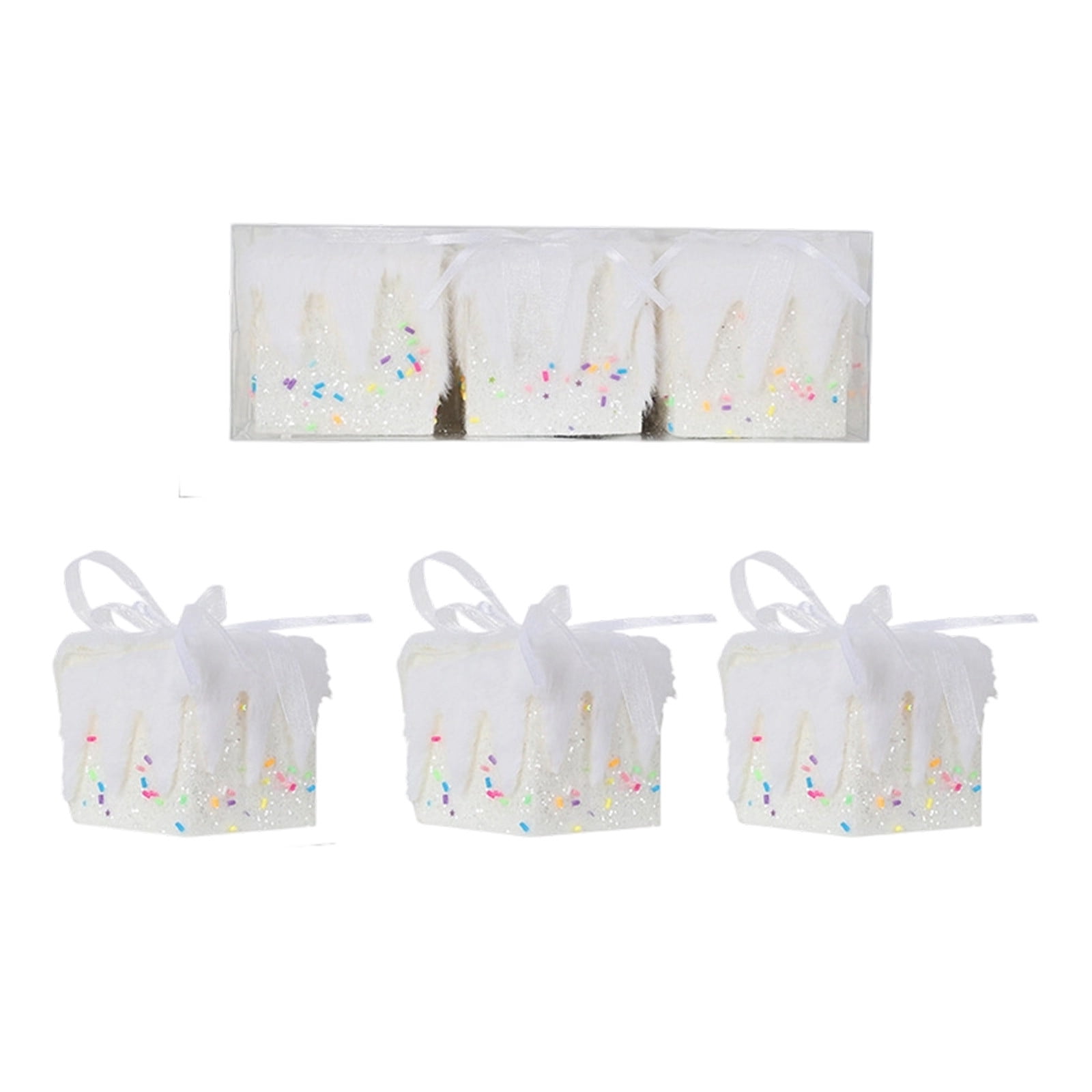 White Christmas Gift Box Hanging Ornaments Set With Hand Painted Design ...