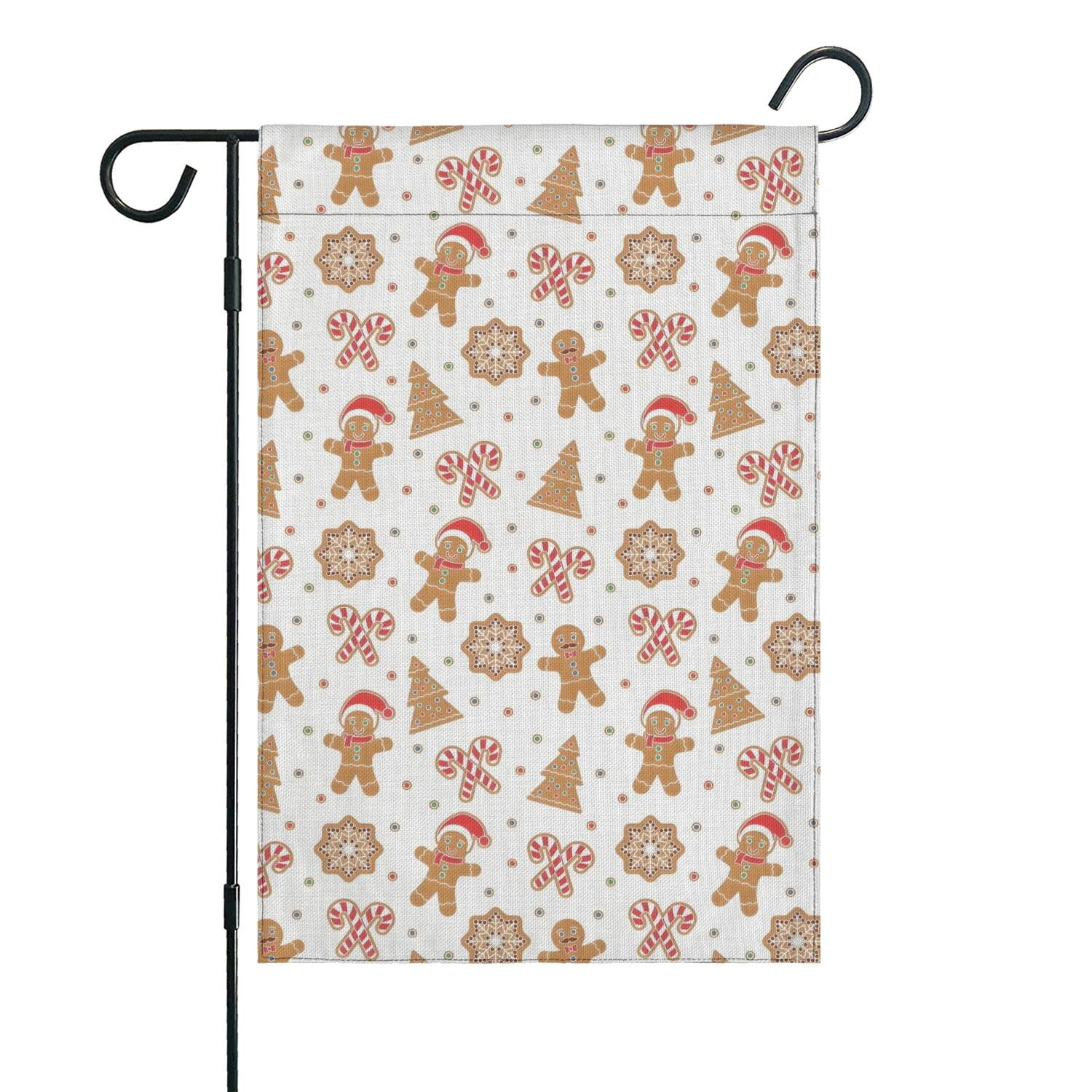 White Christmas Gingerbread Man Pattern Fall Garden Flags 12.5"x18 ...