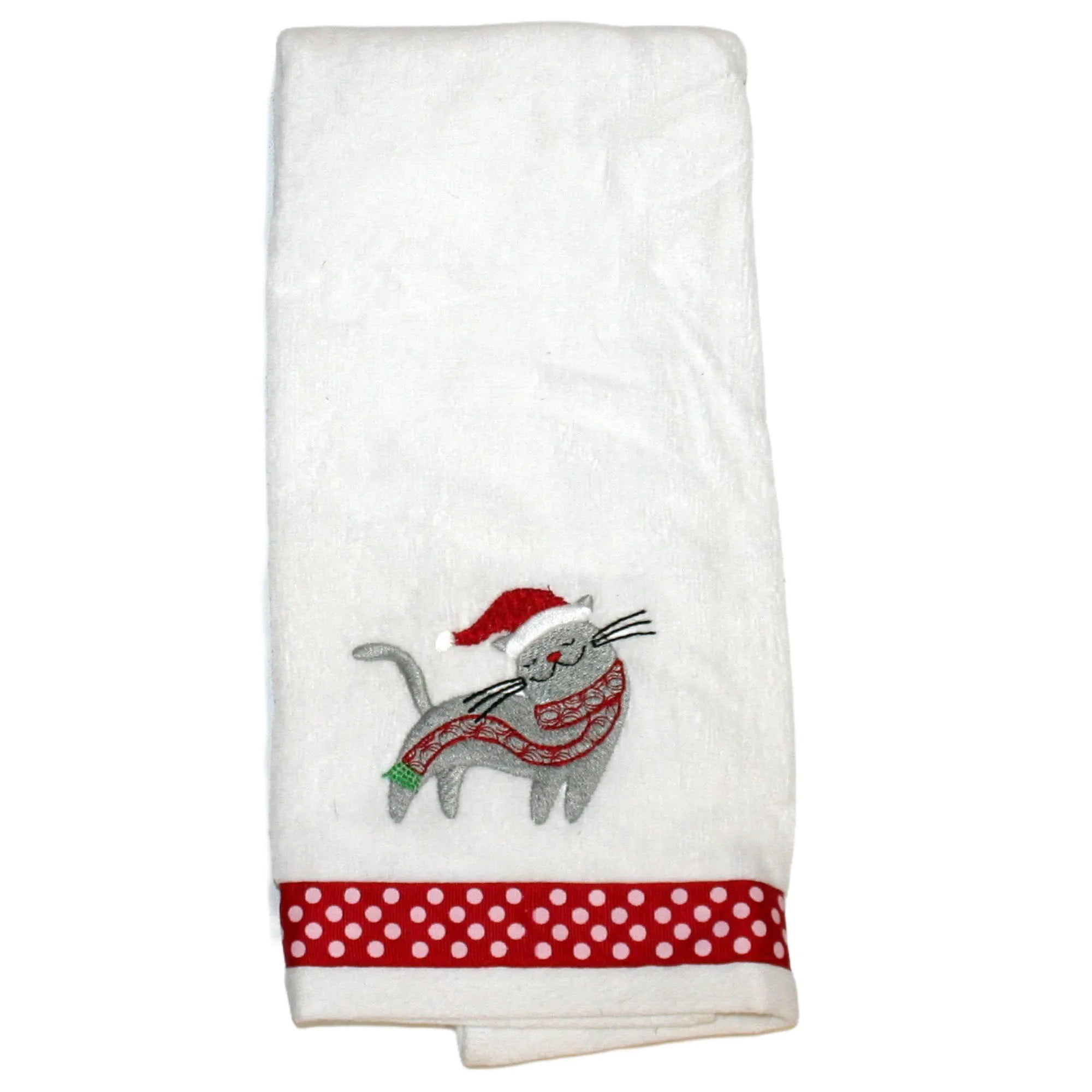 White Christmas Hand Towel, Cat with Santa Hat (16"x25") - Walmart.com