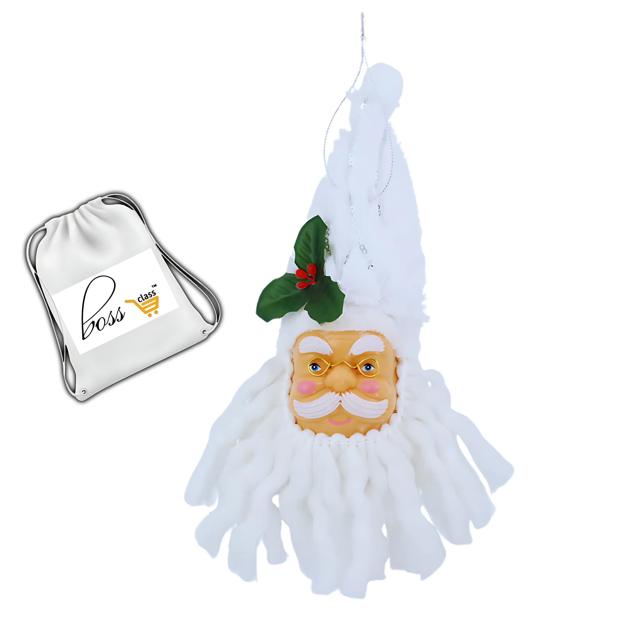 White Christmas Large Merry Santa Head Ornament, 11in. Vintage-Inspired ...
