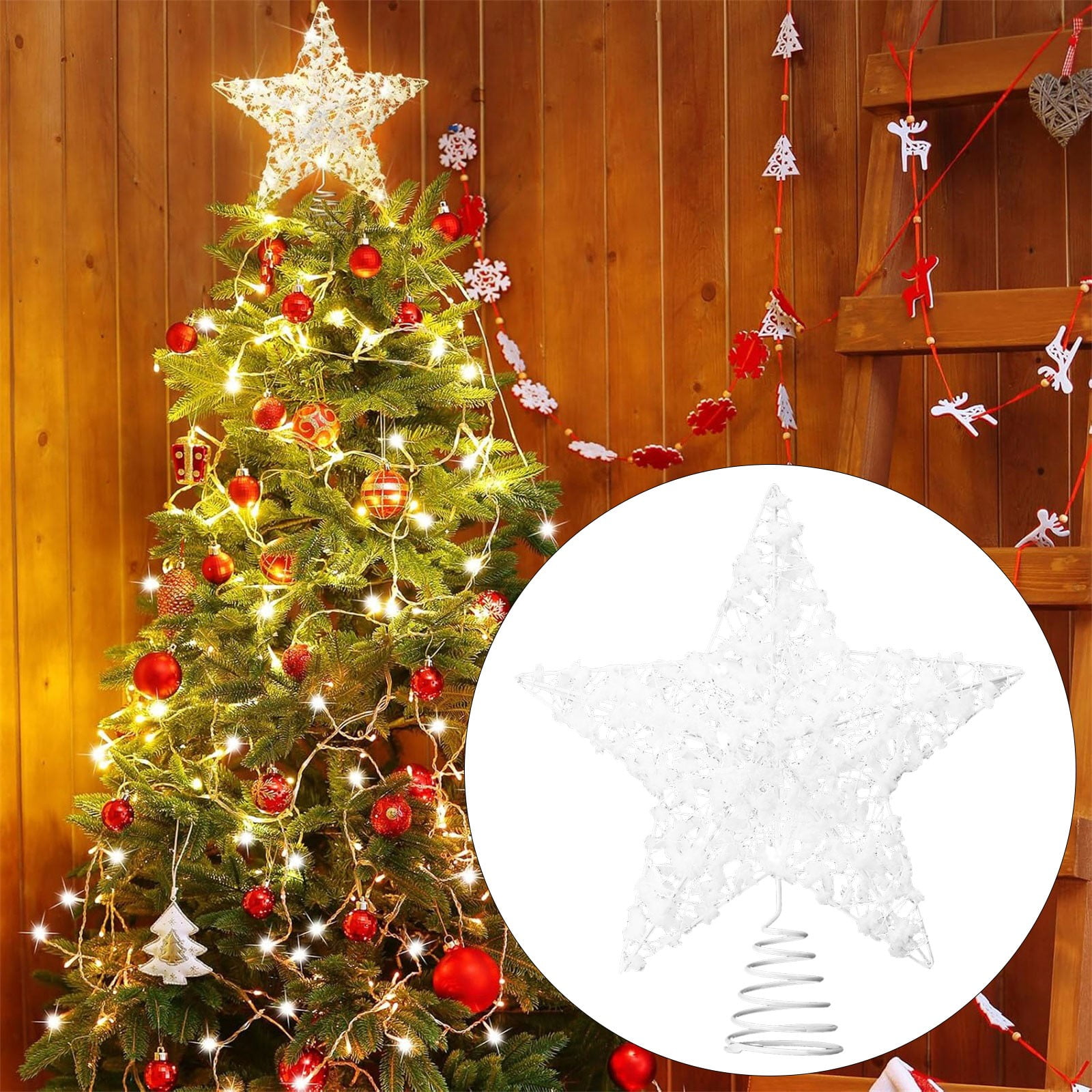 White Christmas Star Tree Topper, Christmas Tree Topper Mini Star ...