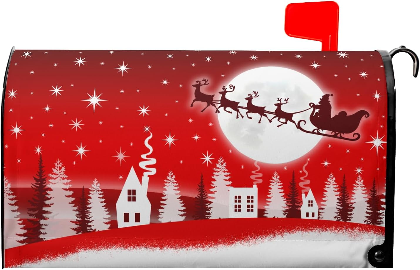 White Christmas Tree Castle Red Mailbox Covers Magnetic Standard Size ...