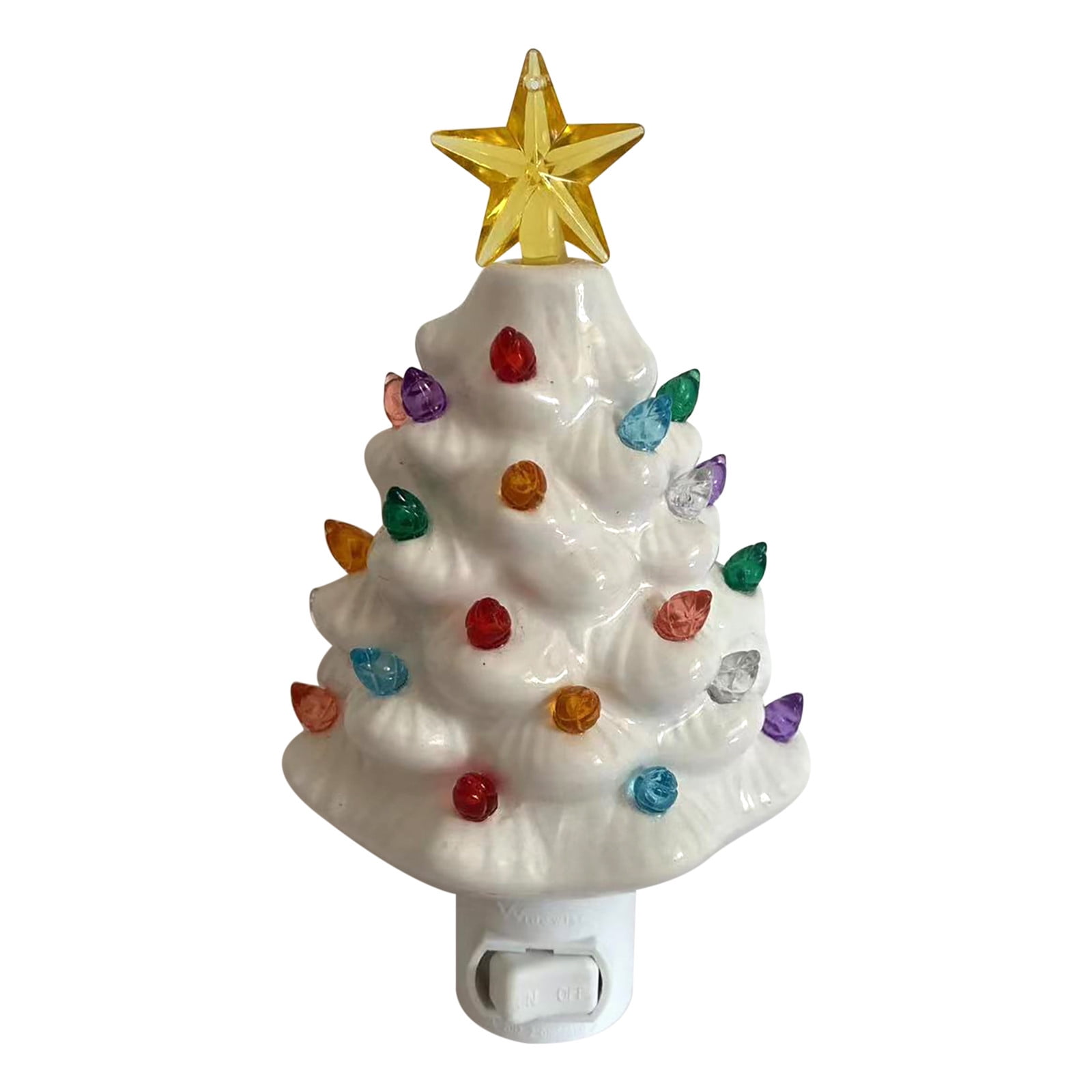 White Christmas Tree Night Light, Decorative Ceramic Xmas Tree ...