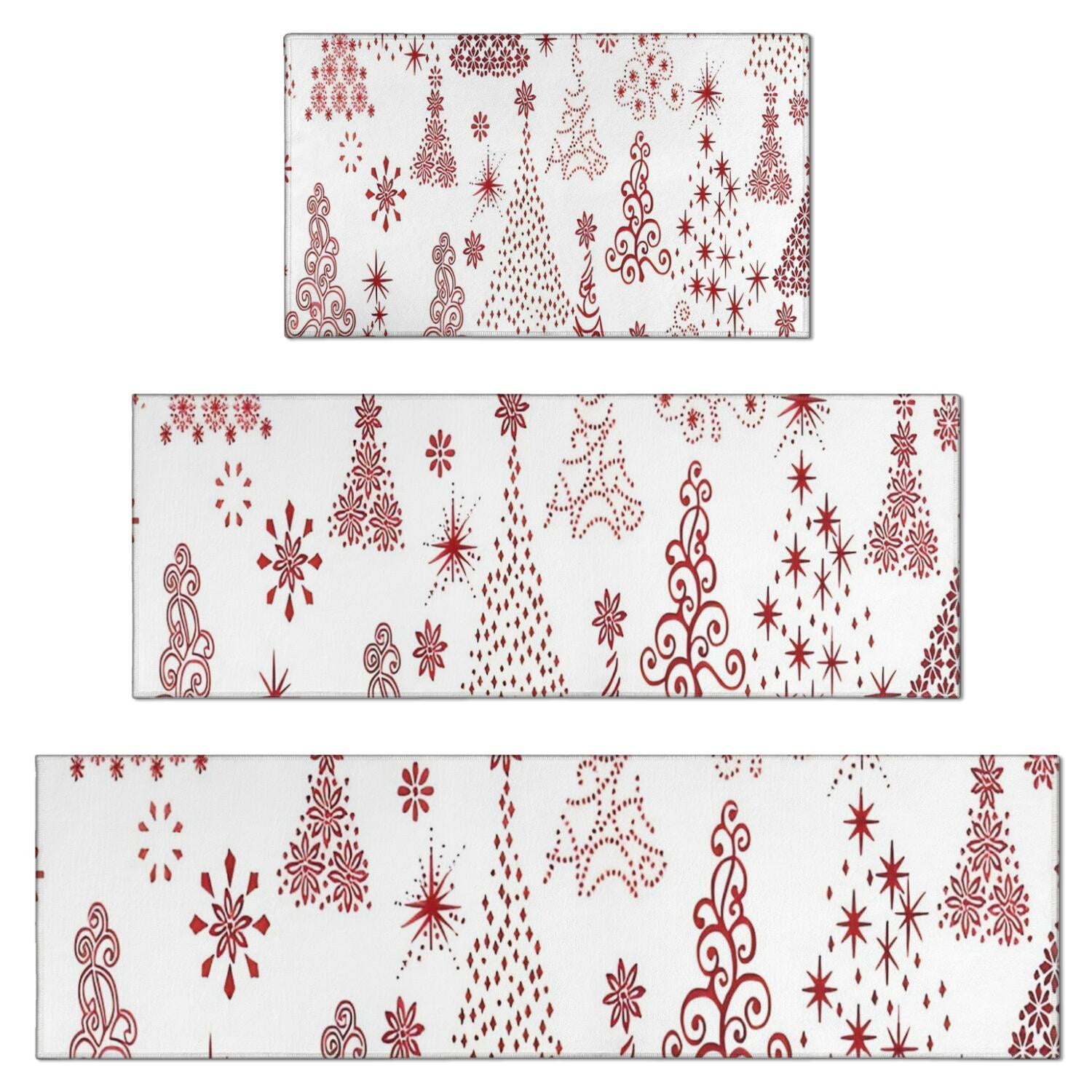 White Christmas Tree Pattern Kitchen Rugs Sets Of 3,Kitchen Runner Rugs ...
