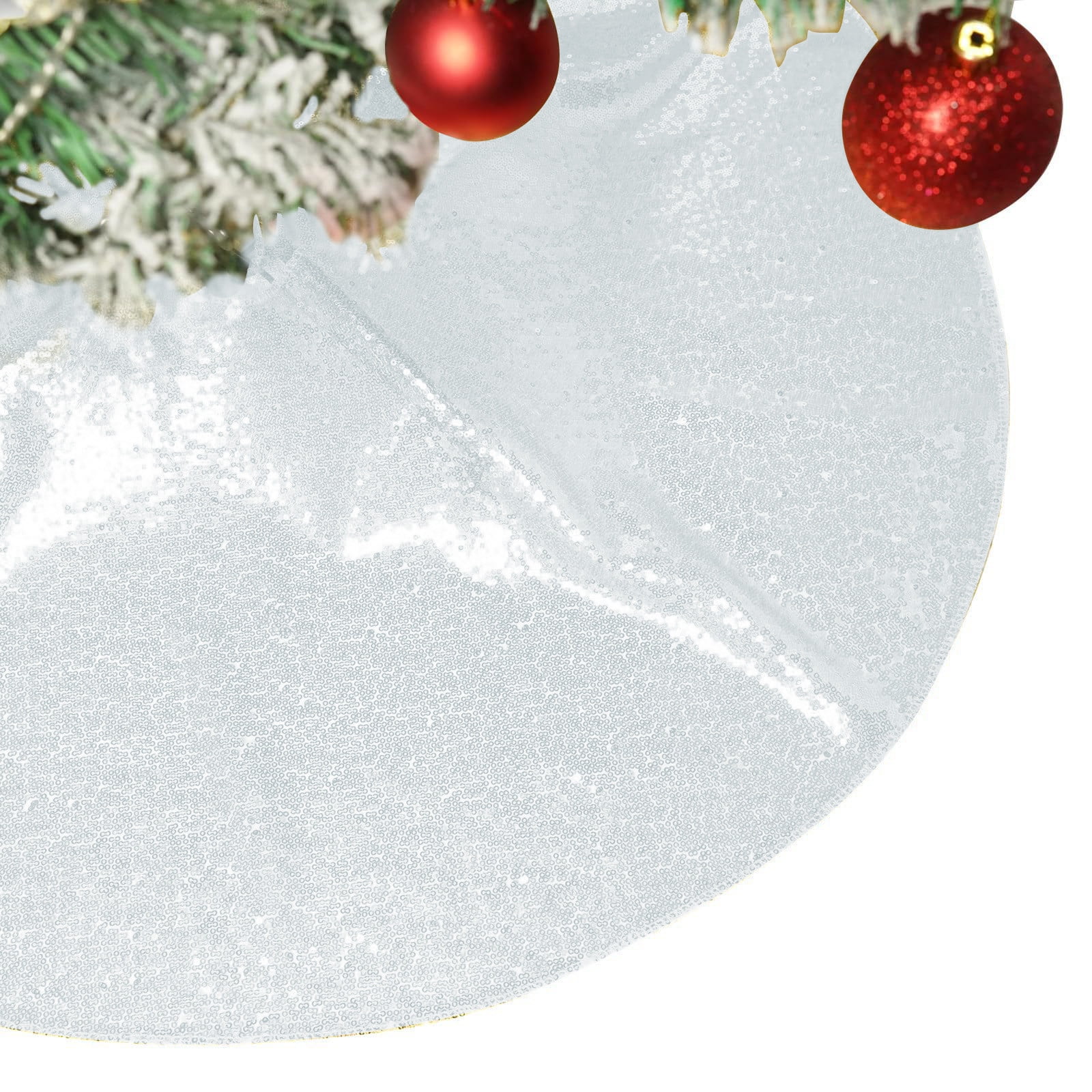 White Christmas Tree Skirt, CXALSSY 35 inches Round Christmas Tree ...