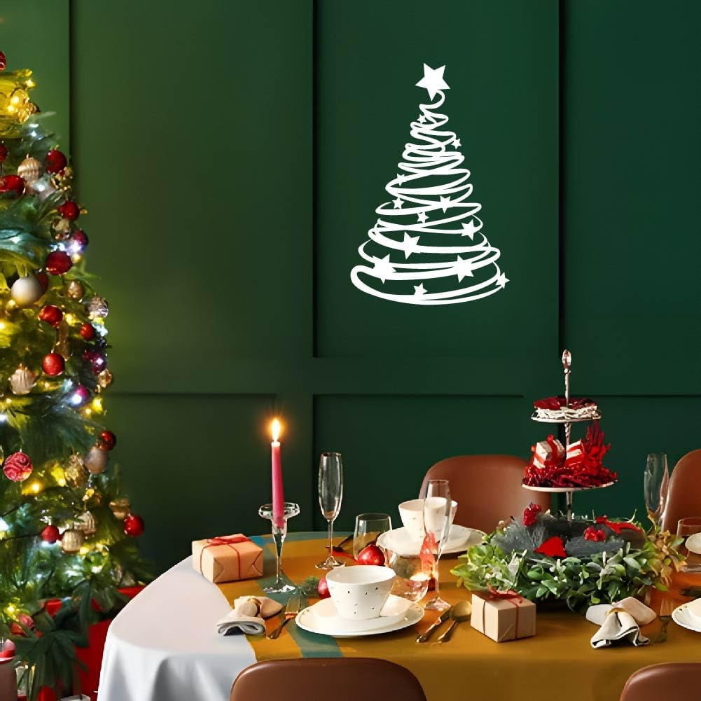 White Christmas Tree Wall Stickers Christmas Tree Vinyl Wall Decals ...