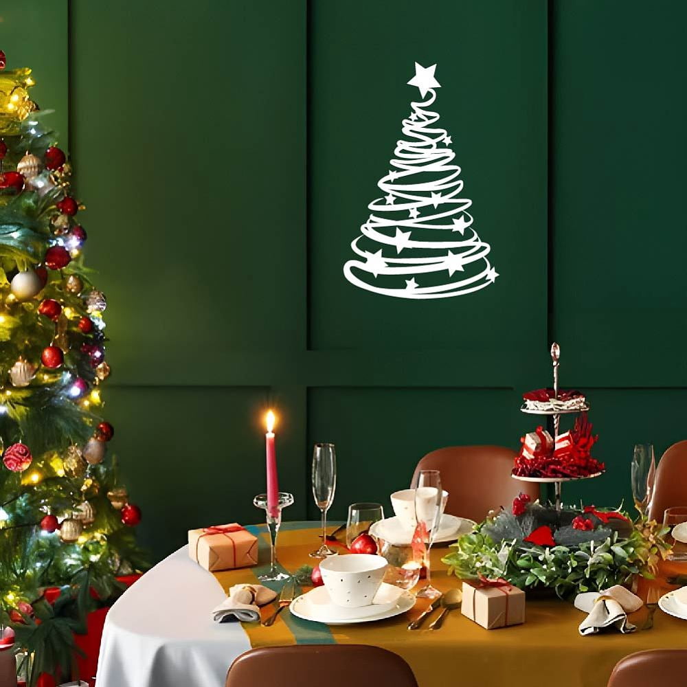 White Christmas Tree Wall Stickers Christmas Tree Vinyl Wall Decals ...