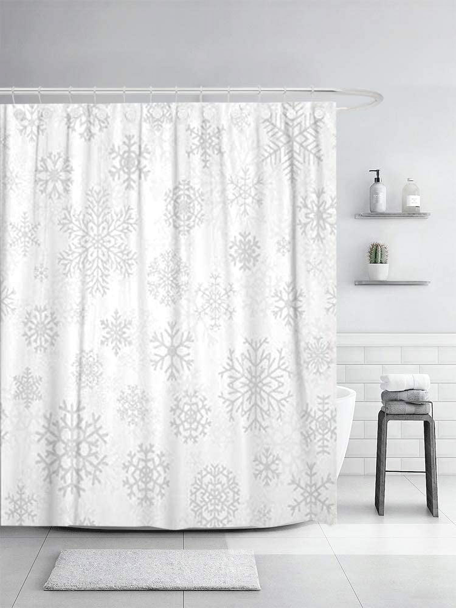 White Christmas from Gray Snowflakes on Pattern Snow Shower Curtain ...