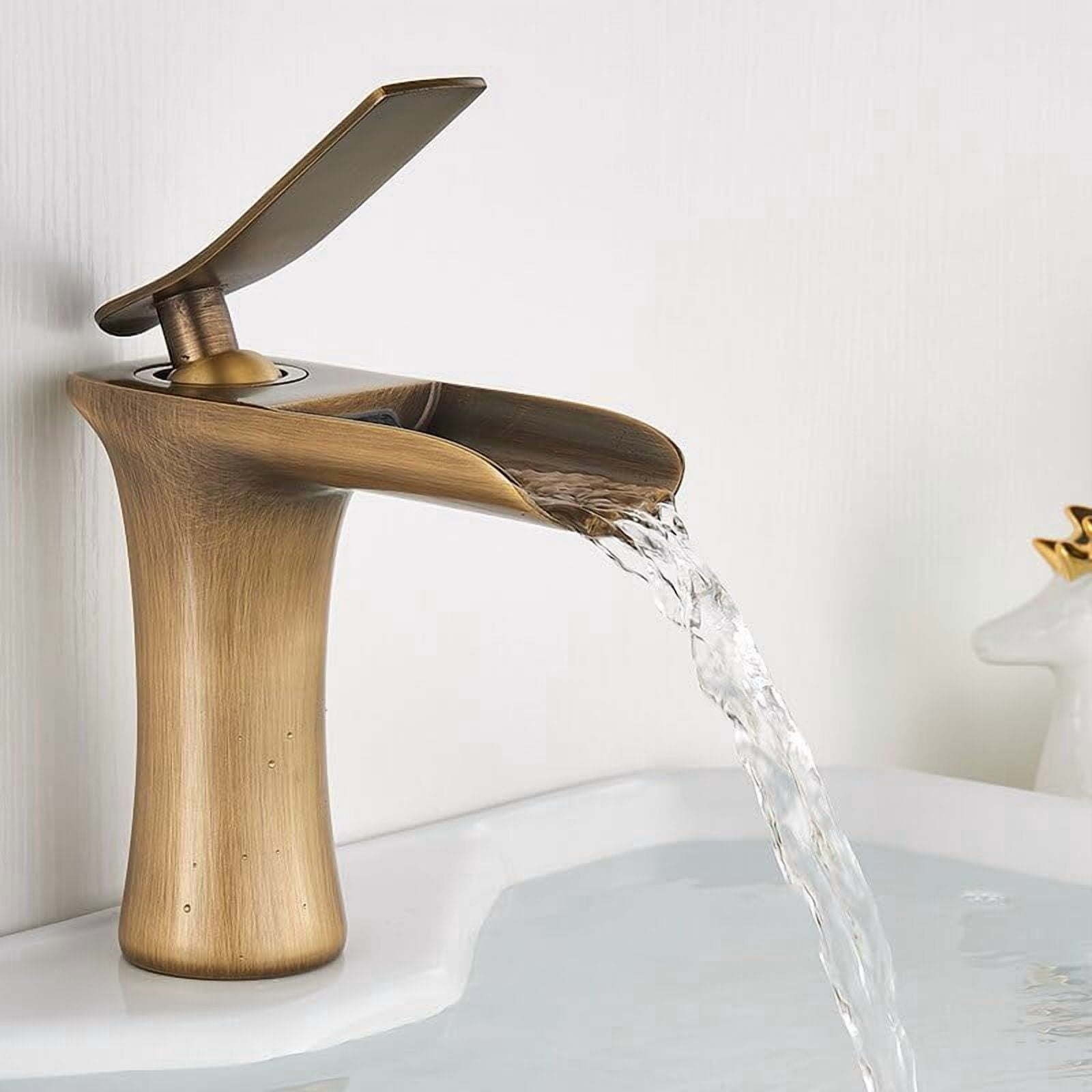 White Chrome Basin Faucets Waterfall Bathroom Faucet Single Handle Hot ...