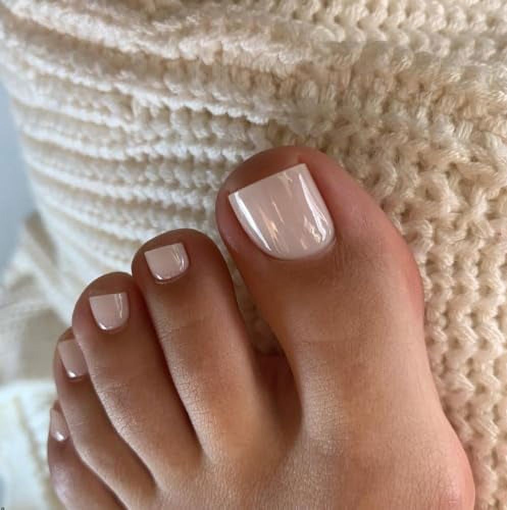 White Chrome Square Press on Toenails Short,Reflective Fake Toenails ...