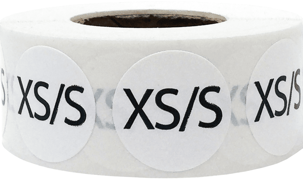 White Circle XS/S Clothing Size Stickers, 3/4 Inch Round, 500 Labels on ...