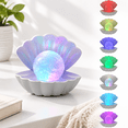 White Clamshell Themed LED Night Light, 8 Color RGB Changing Mood Lamp ...