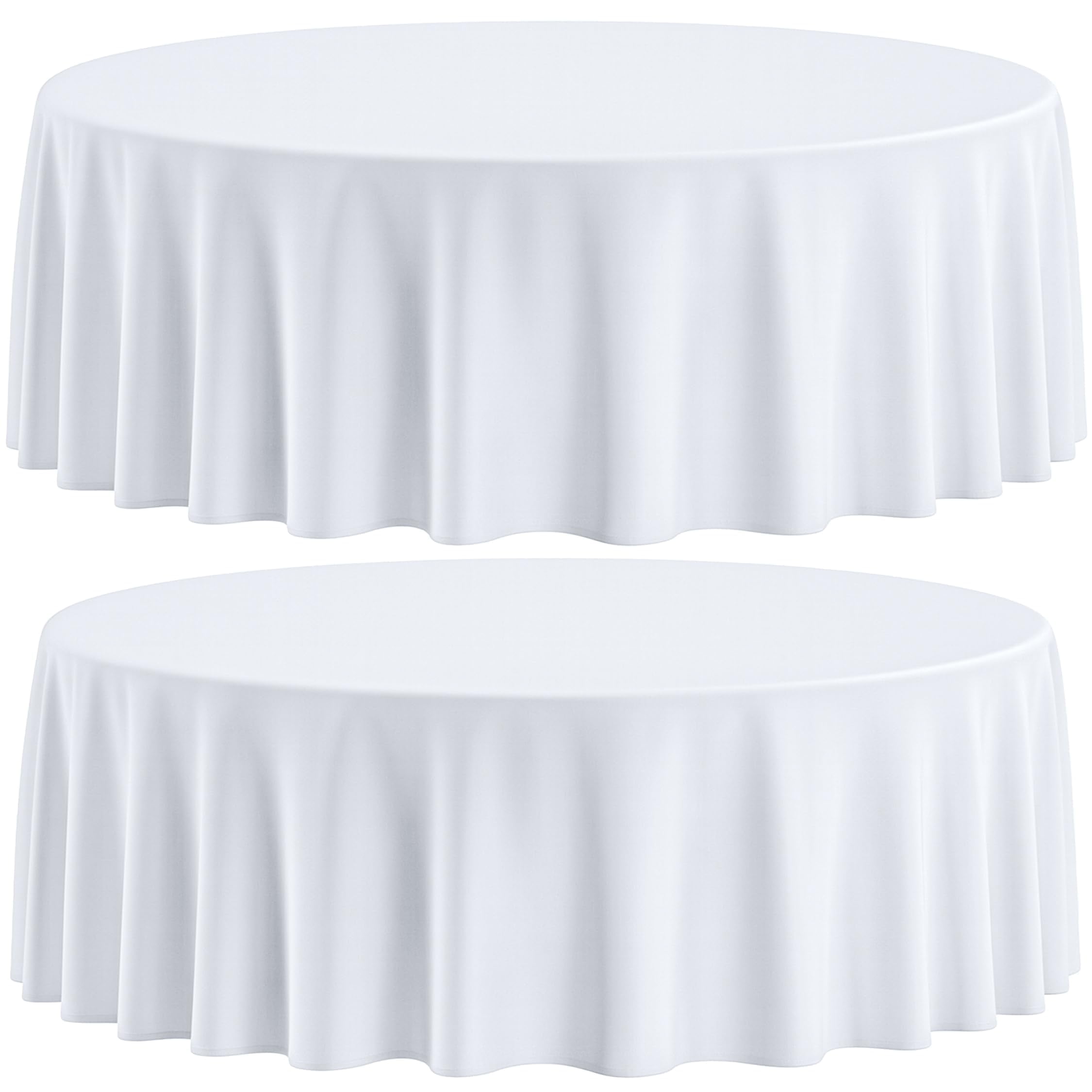 White Classic, White Round Tablecloths, 120 Inch, Washable Polyester ...