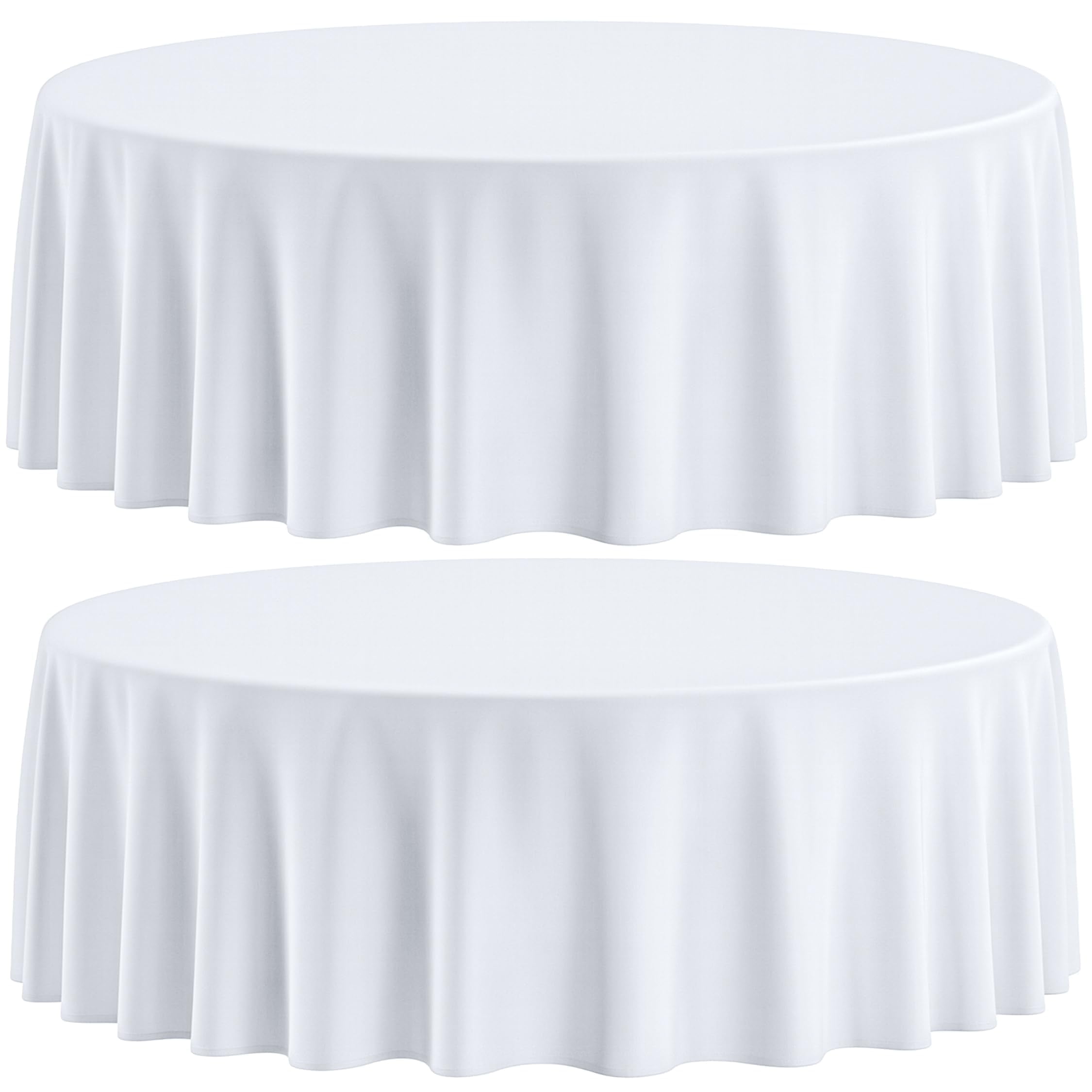 "White Classic 60"" Circular Premium Tablecloths [2 Pack] for Wedding ...