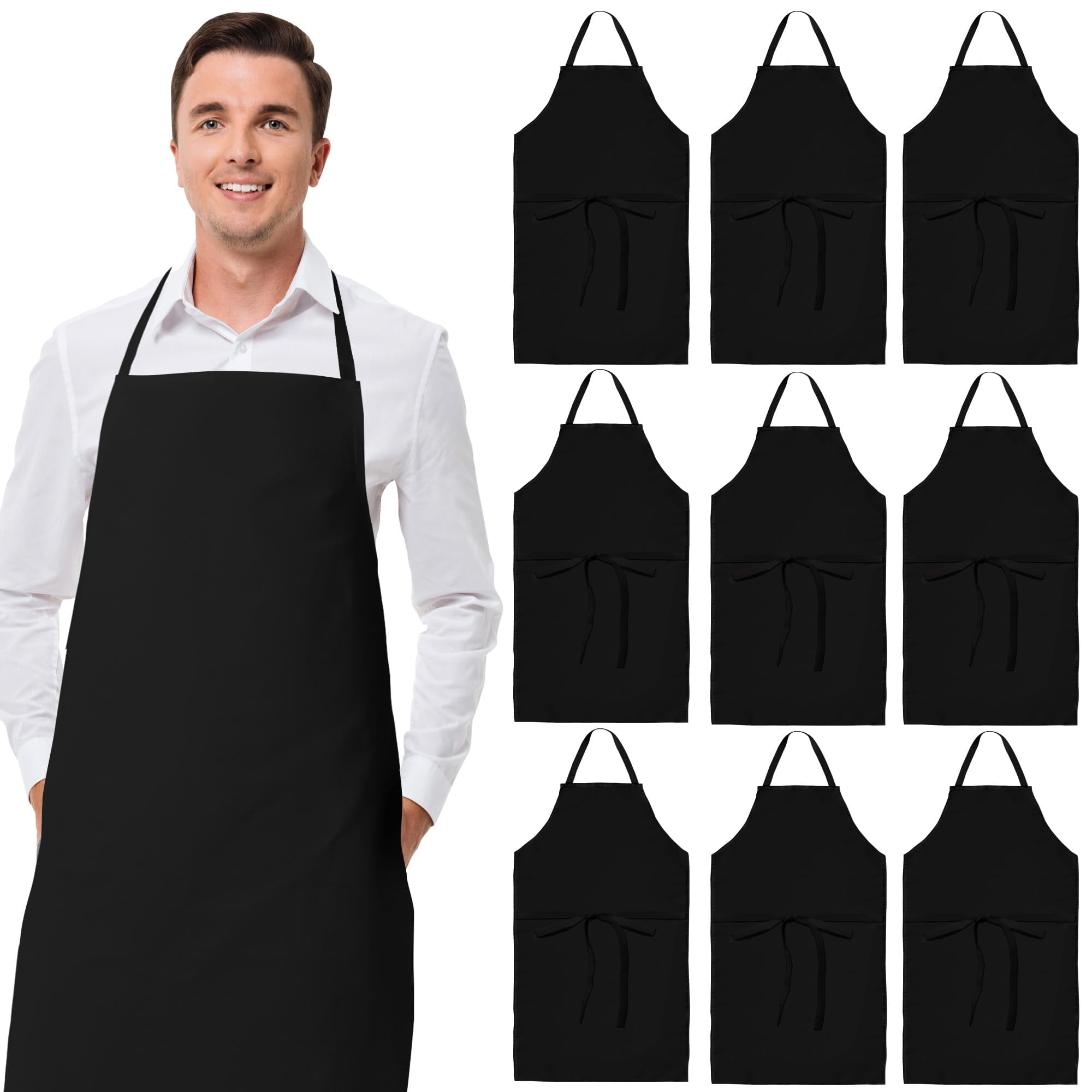 Wealuxe Professional Polyester Chef Aprons Set - Unisex, for Kitchen ...