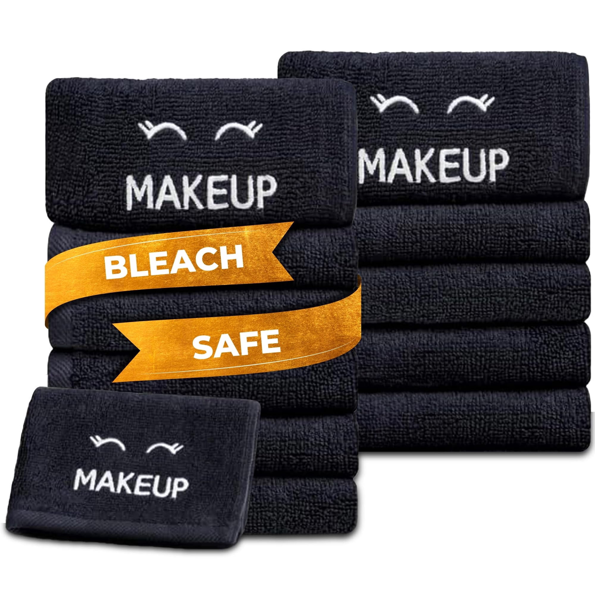 White Classic 12 Pack Black Makeup Towels - Ultra Soft Cotton, Bleach ...