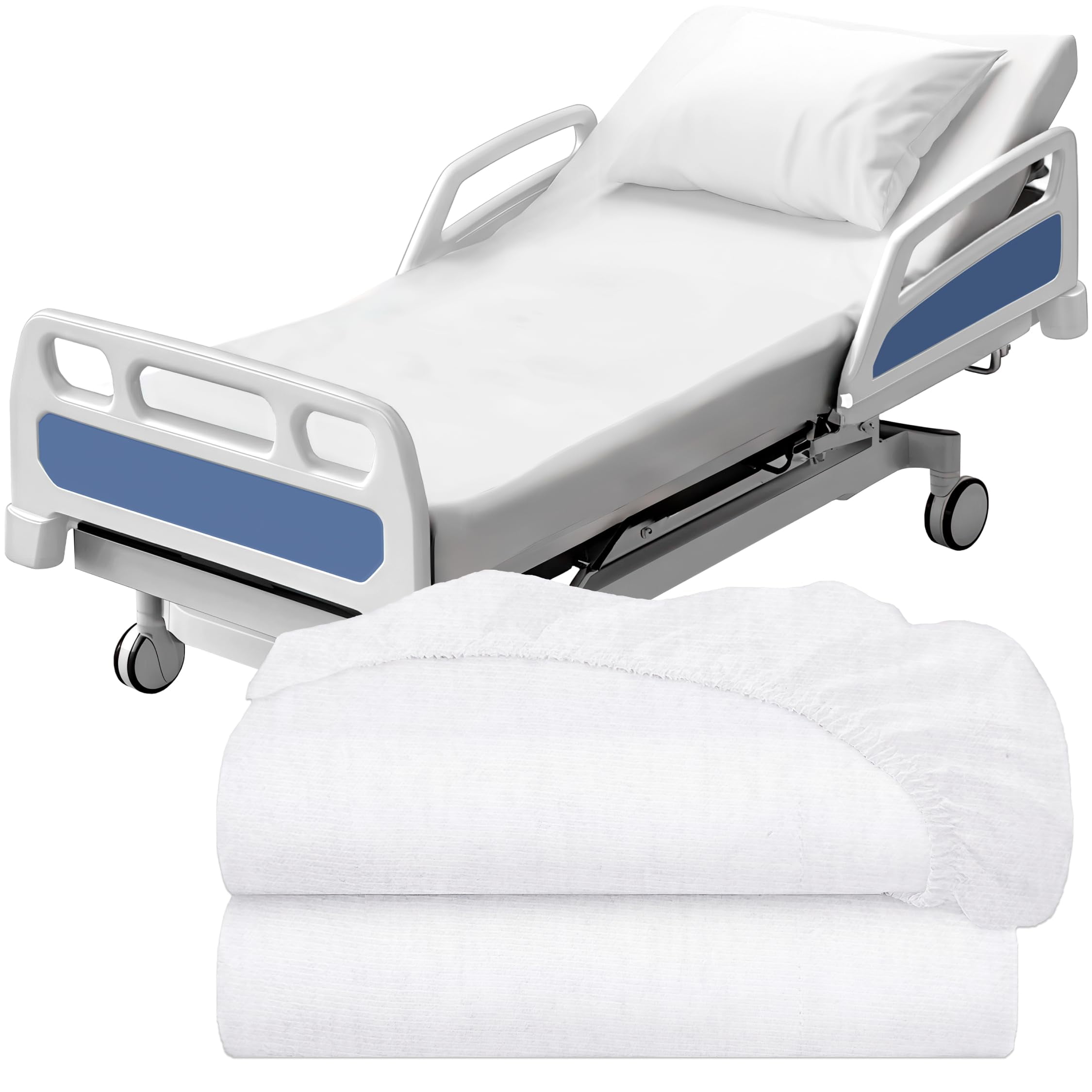 White Classic 2 Pack Fitted Hospital Bed Sheets, Soft Jersey Knitted T ...