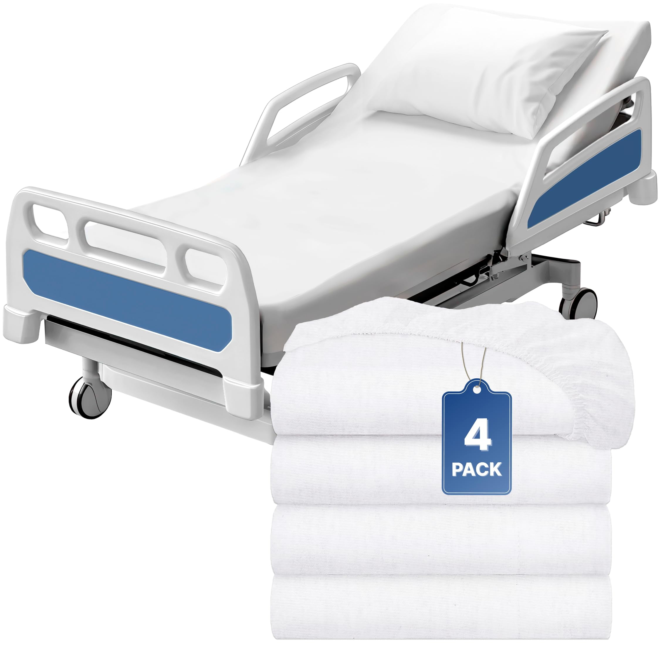 White Classic Fitted Hospital Bed Sheets, Soft Jersey Knitted T-Shirt ...