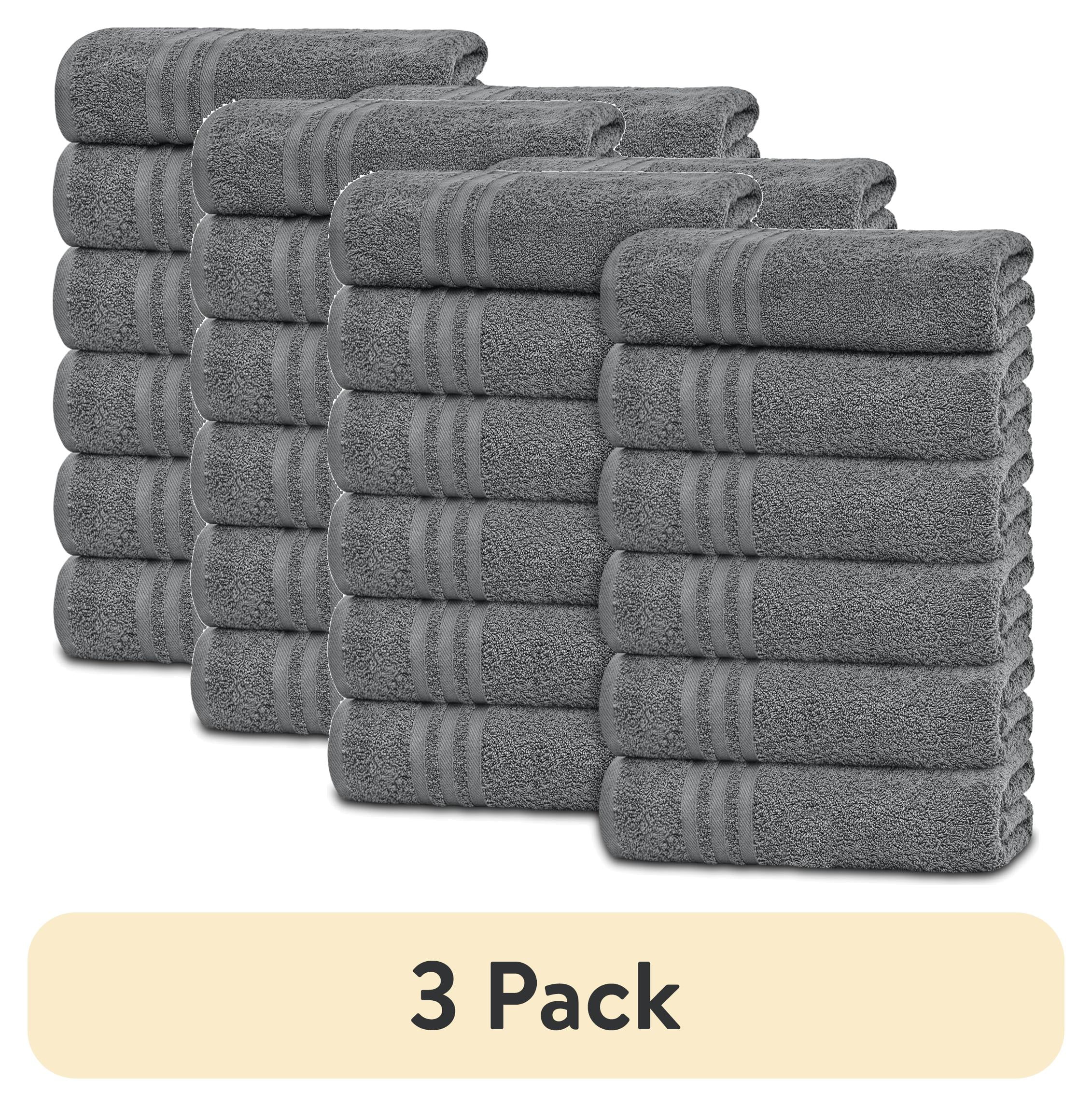 (3 pack) White Classic Gray Hand Towels Wealuxe Collection Bathroom ...