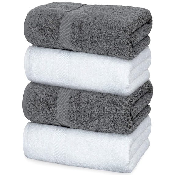 White Classic Luxury Bath Towels, Pack of 4, 27x54, 700 GSM, Cotton ...