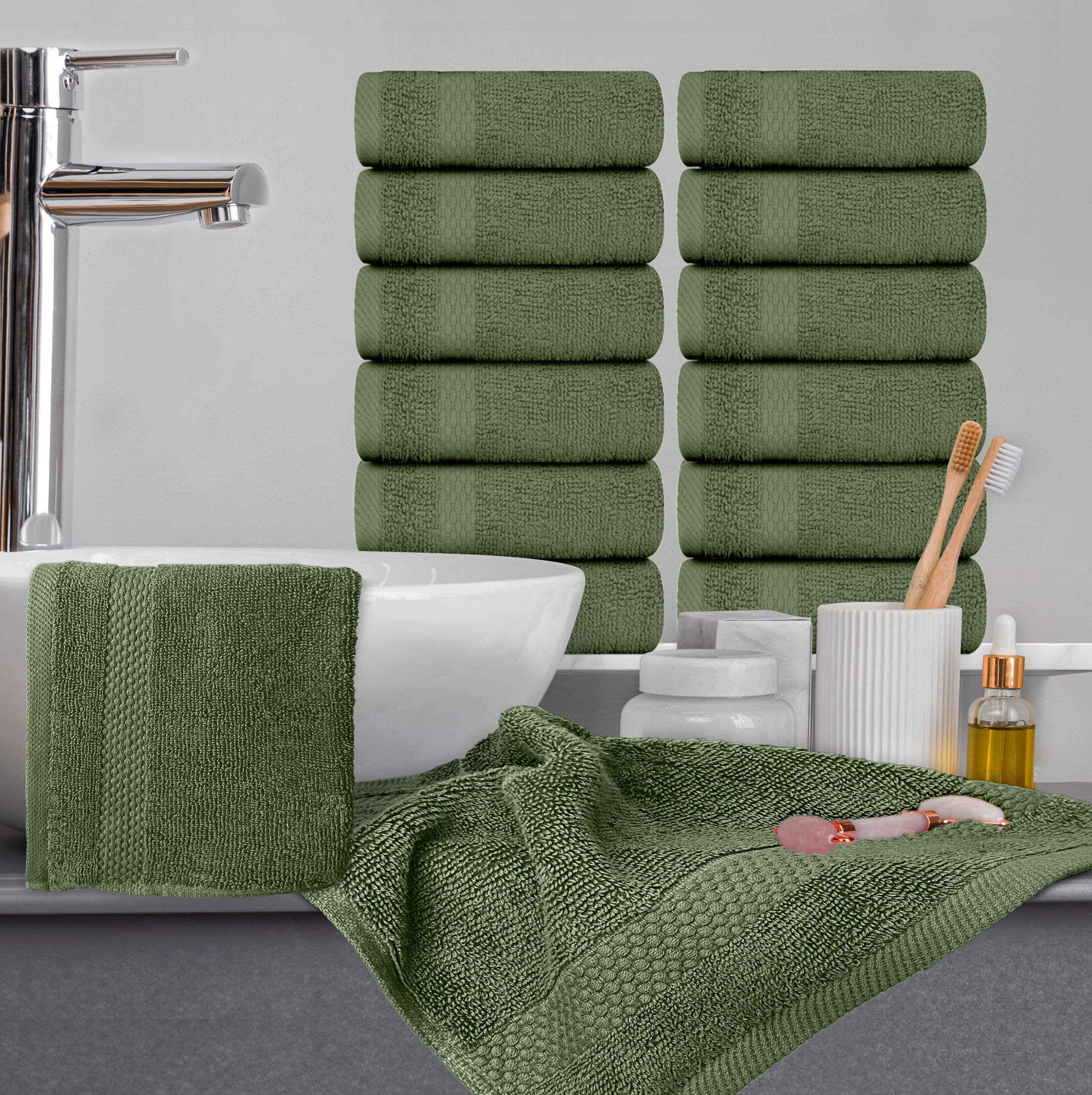 White Classic Luxury 12 Pc Washcloth Set 13x13, Thick SPA Quality ...