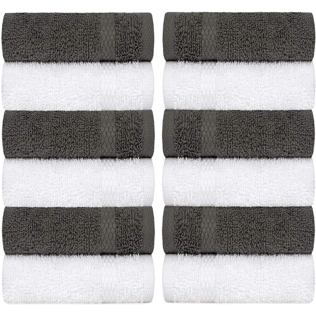 White Classic Luxury Cotton Washcloth Set, Plush Bath Towel for Adults ...