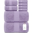 White Classic Luxury 8 Piece Lavender Bath Towel Set - Combed Cotton ...