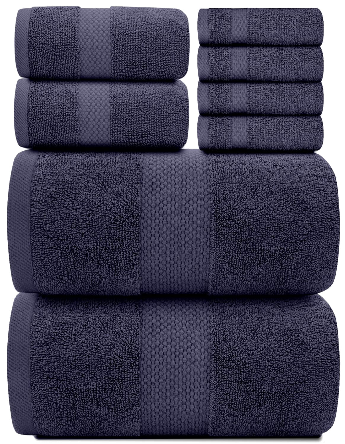 White Classic Luxury Navy Blue Bath Towel Set - Hotel Soft Cotton 2 ...
