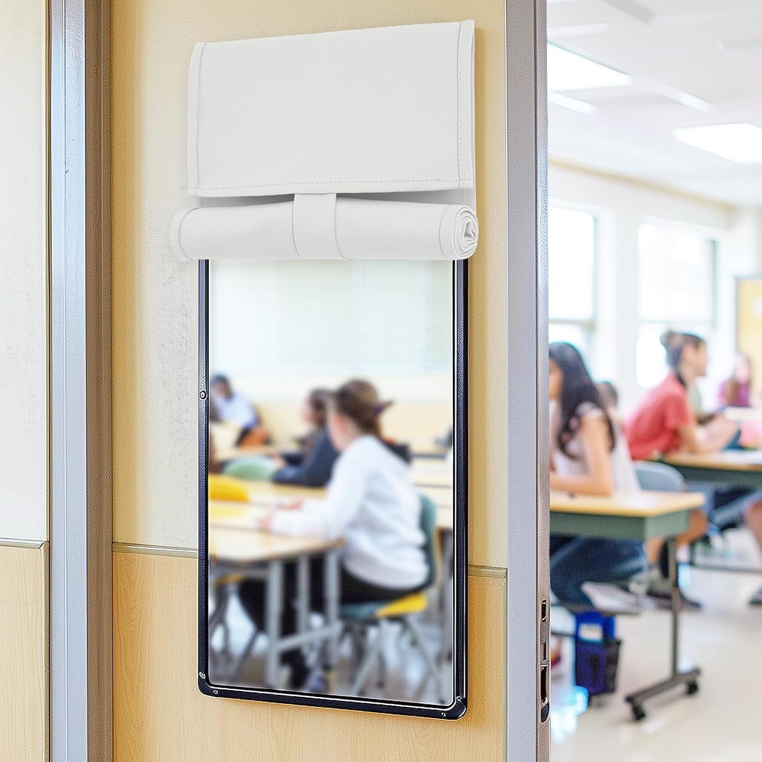 White Classroom Lockdown Curtain, 1 Panel, W10 x L42, Greyish White ...