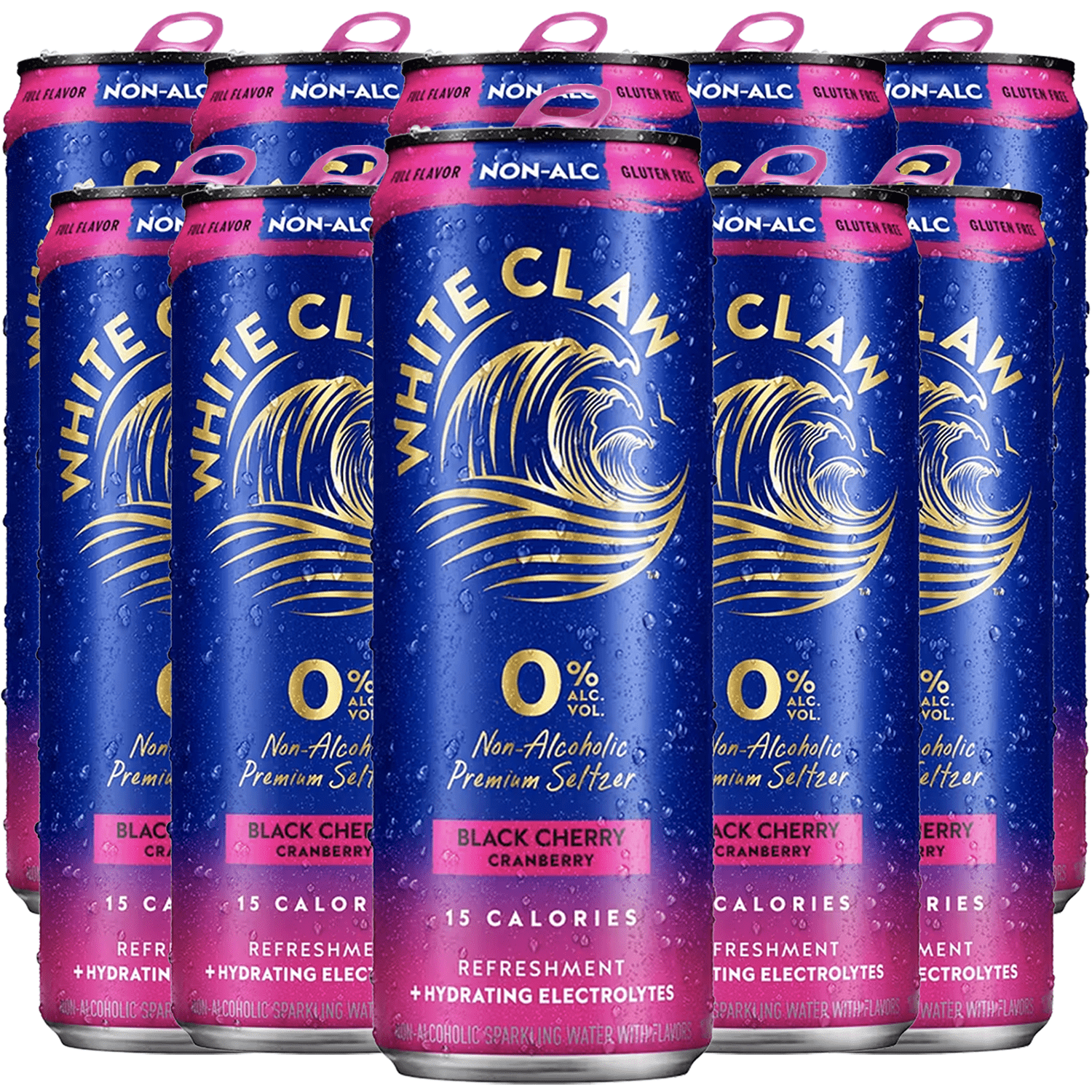 White Claw 10 Pack 0% Alcohol Black Cherry Cranberry Non-Alcoholic ...