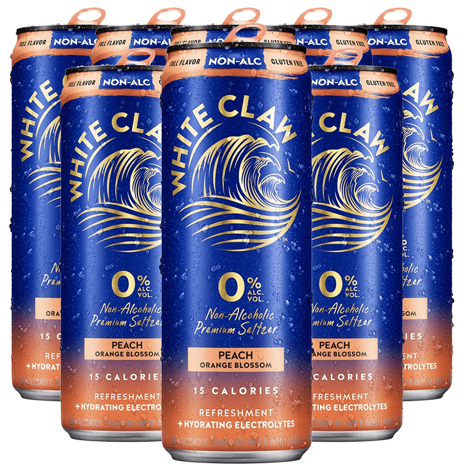 White Claw 8 Pack 0% Alcohol Peach Orange Blossom Non-Alcoholic Premium ...